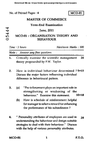 M.Com 2nd Year English (MCO) - Master of Commerce (M) Second Year Assignments 2022- For July ...