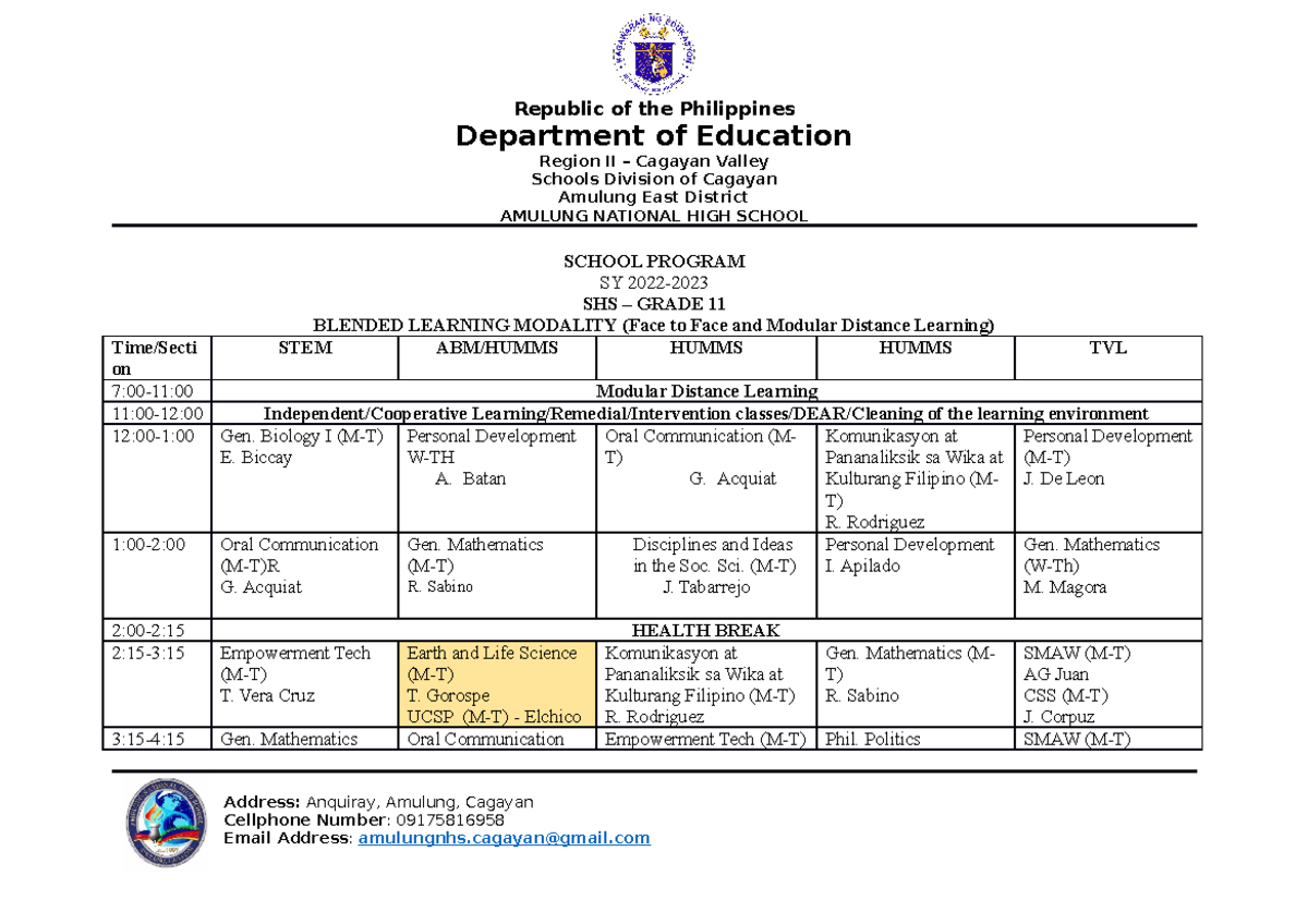 School Program SHS 2022 2023 Edited 3 - Department of Education Region ...