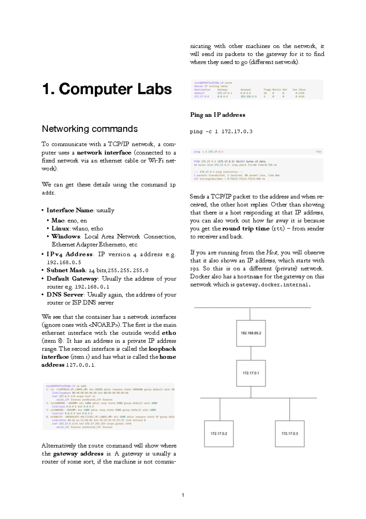 CITS1003 Examinable Labs & Exercises - 1. Computer Labs Networking commands To communicate with ...