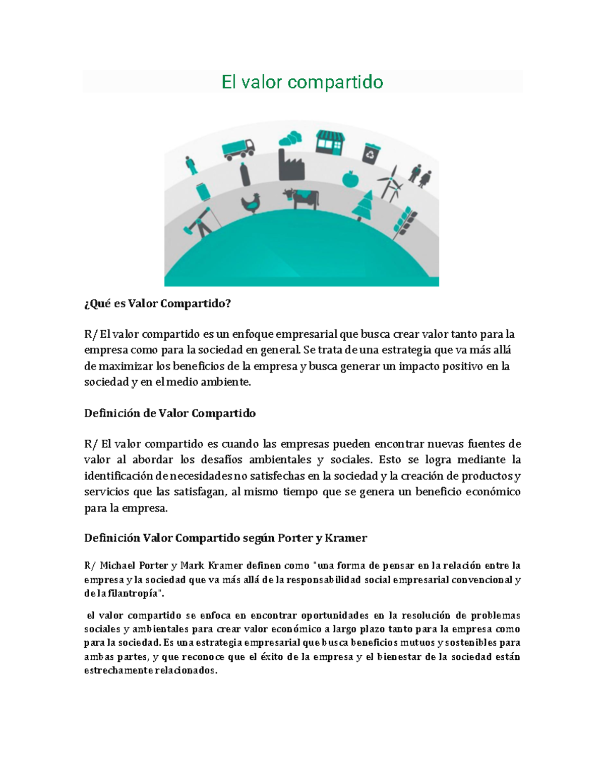 El valor compartido Corto Examen - El valor compartido ¿Qué es Valor ...