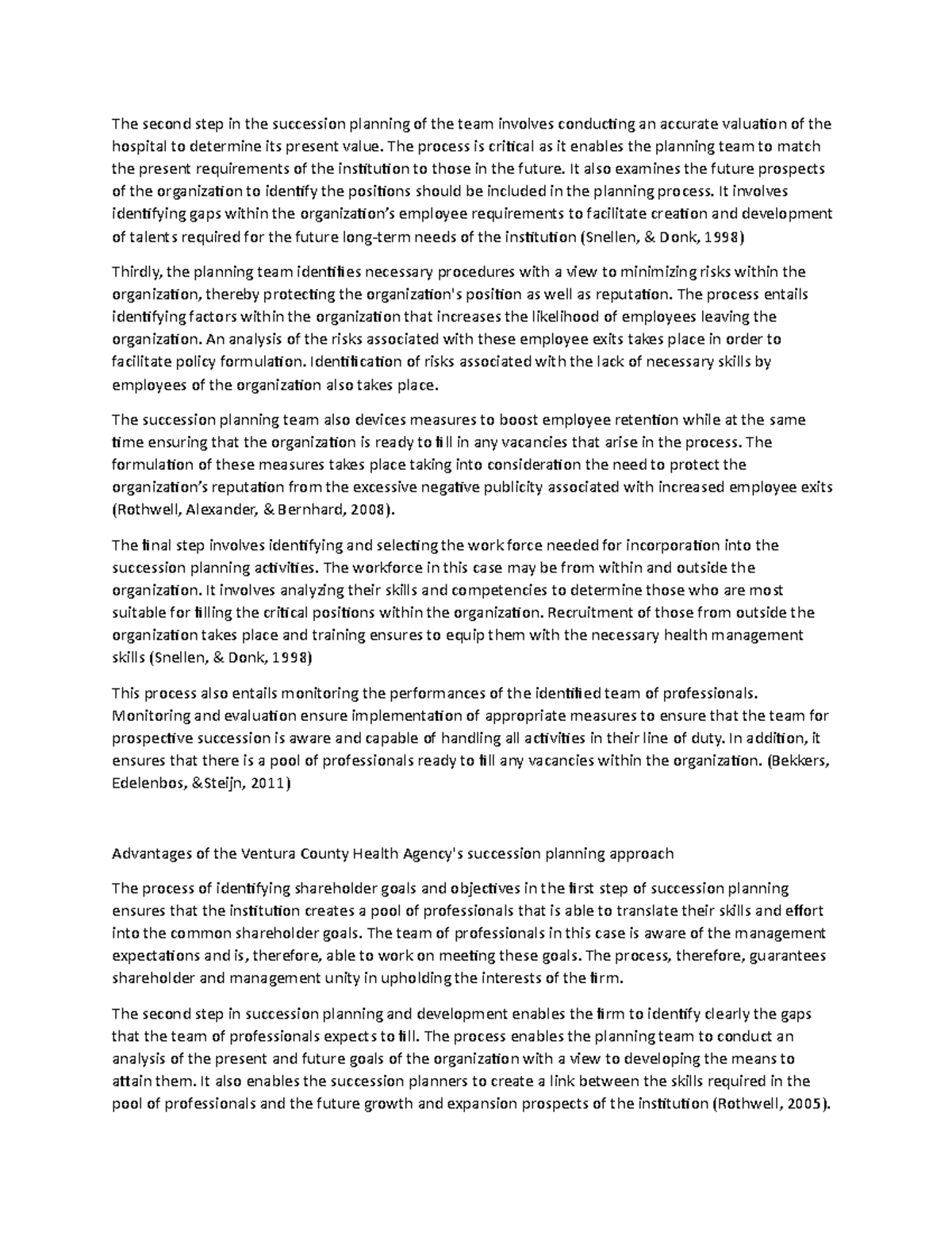 Succession Planning Process in Healthcare Organizations - Studocu