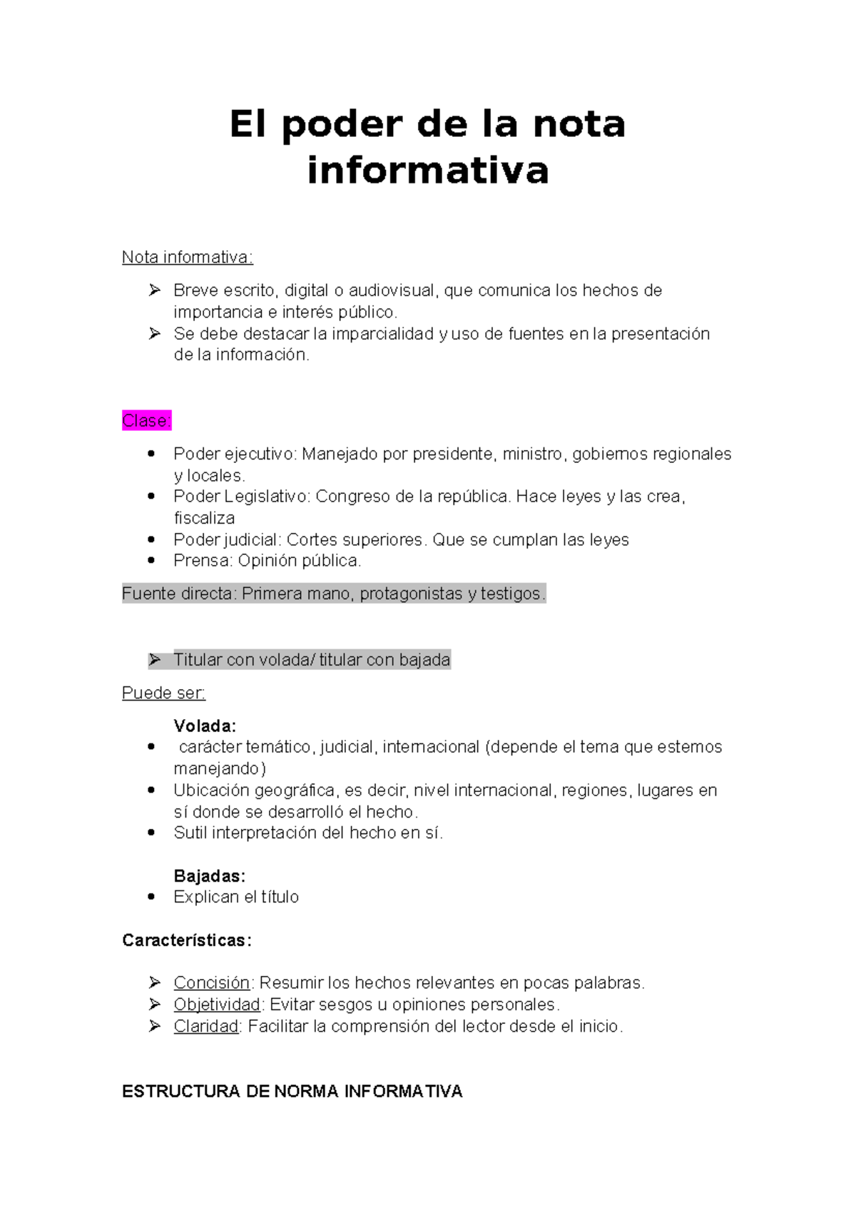 El poder de la nota informativa - El poder de la nota informativa Nota ...