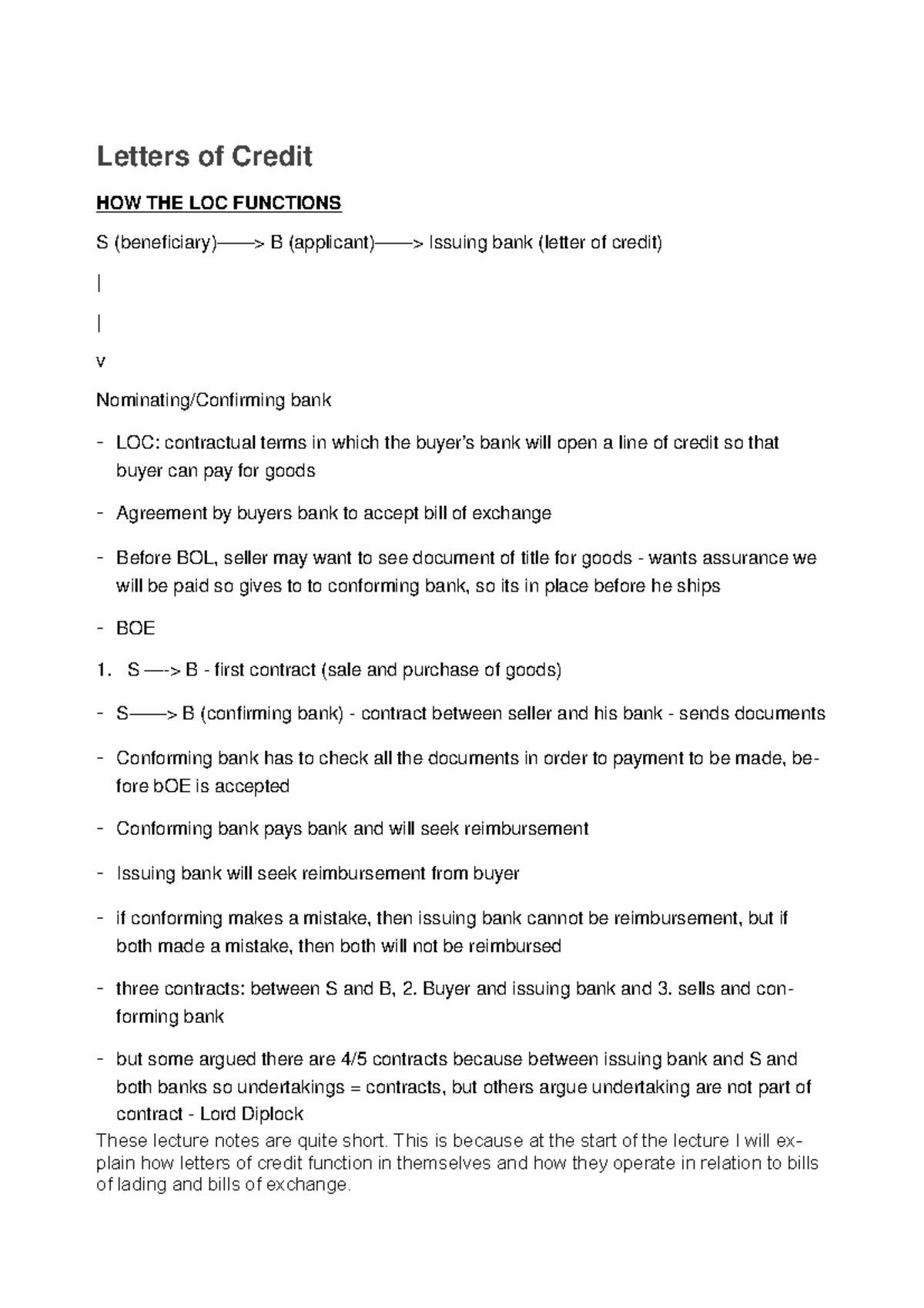 Letters of Credit - Letters of Credit HOW THE LOC FUNCTIONS S ...