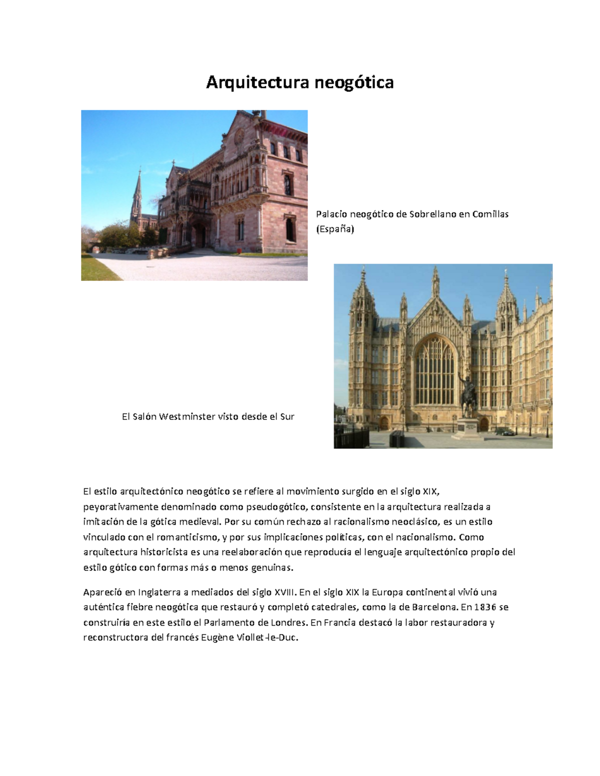 Arquitectura neogótica I Parcial - Arquitectura neogótica Palacio neogótico de Sobrellano en ...