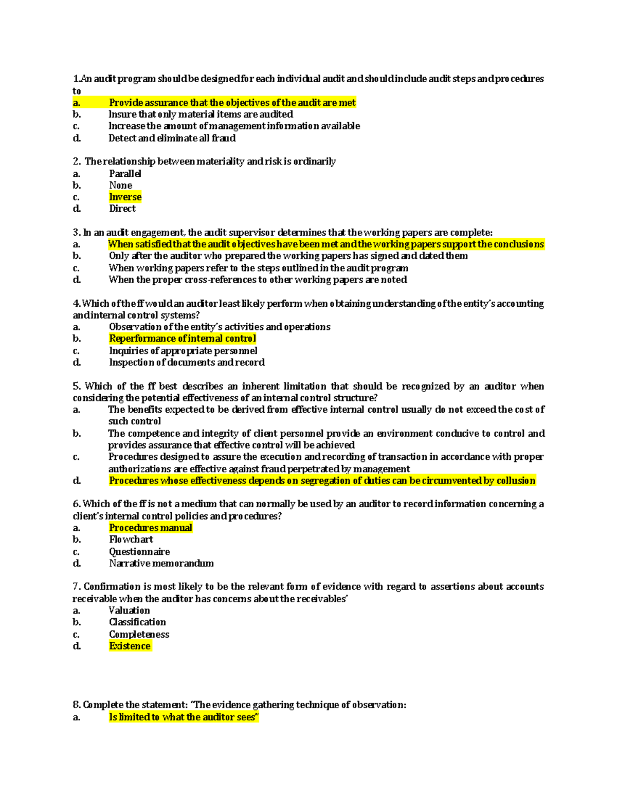 Audit - Summative - 1 audit program should be designed for each ...