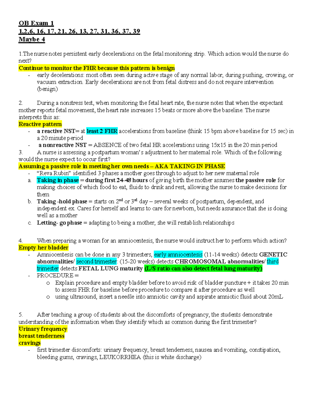OB Exam1 - Material for lecture - OB Exam 1 1,2,6, 16, 17, 21, 26, 13 ...