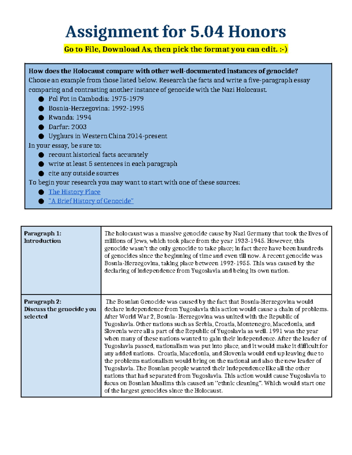 USH 5.04H - 5.04 Honors assignment - Assignment for 5 Honors Go to File ...