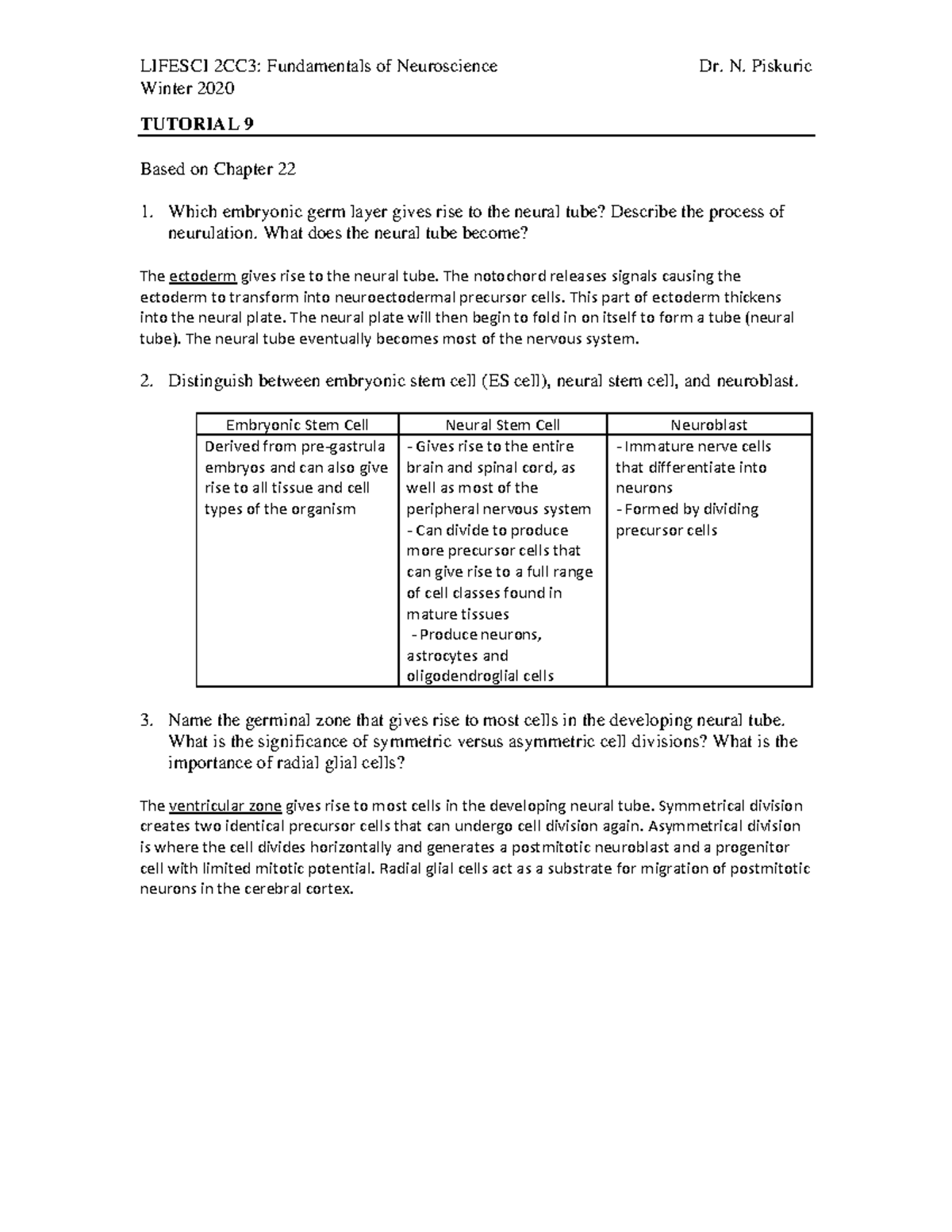 Tutorial 9 - Ch 22 - Student - Warning: TT: undefined function: 32 LIFESCI 2CC3: Fundamentals of ...