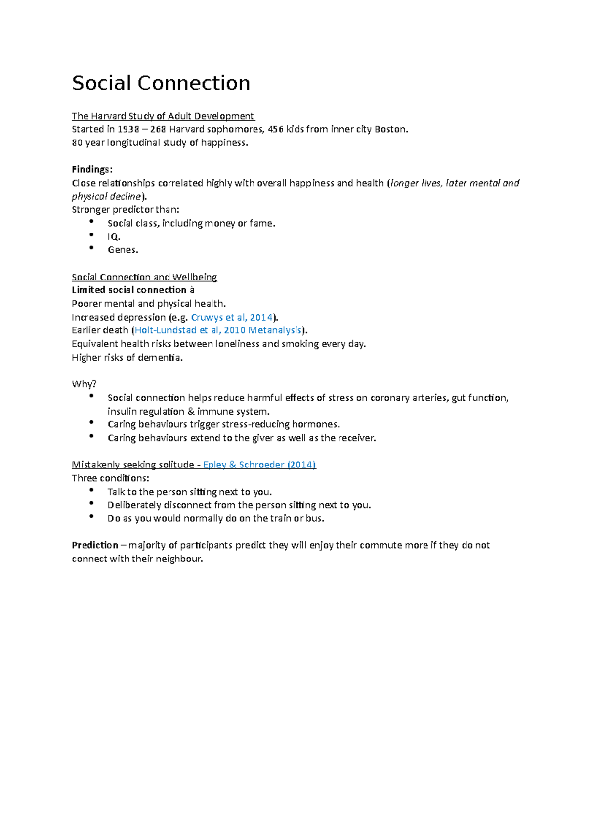 Social Connection - Gratitude Notes - Social Connection The Harvard ...