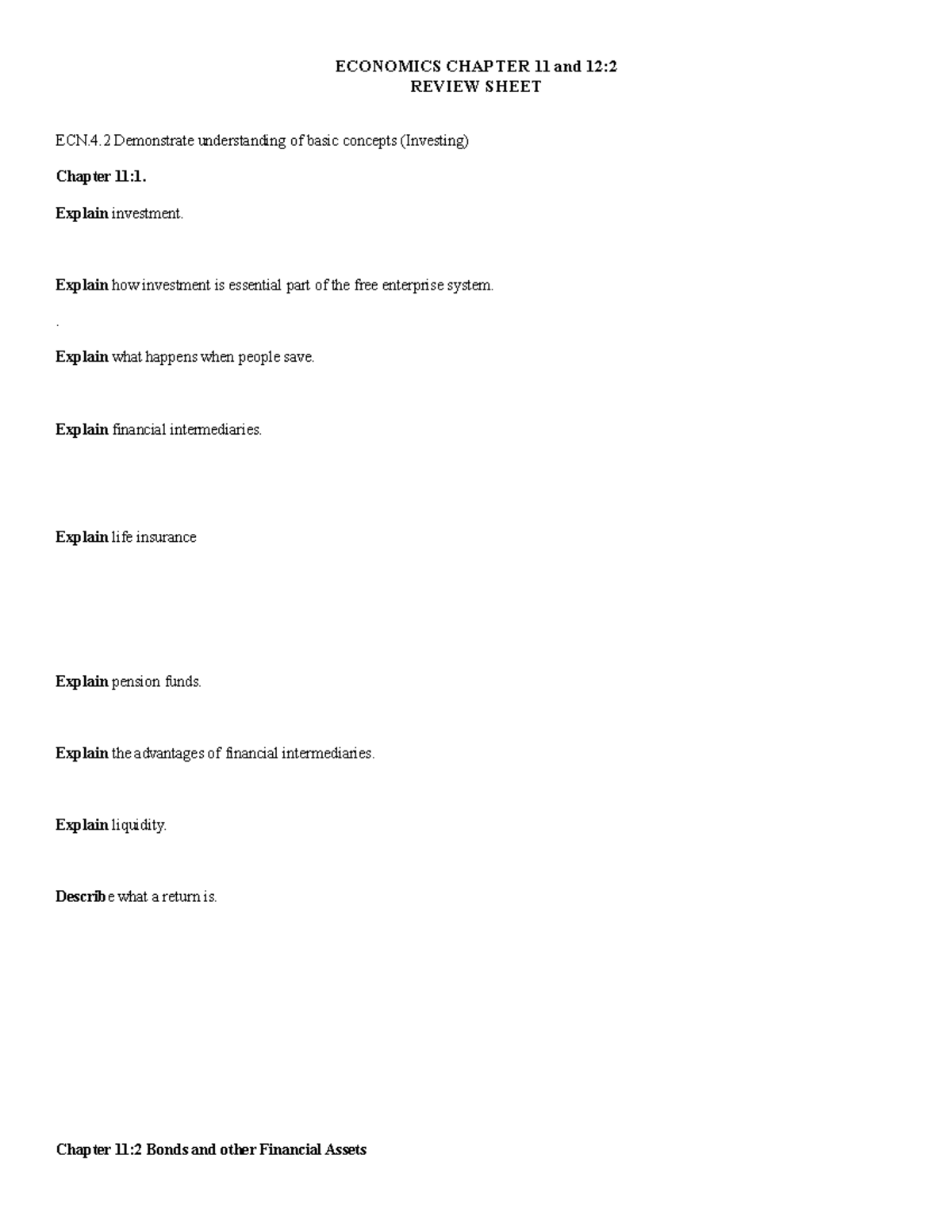 08 economics chapter 11 12 section 2 review sheet - ECONOMICS CHAPTER ...