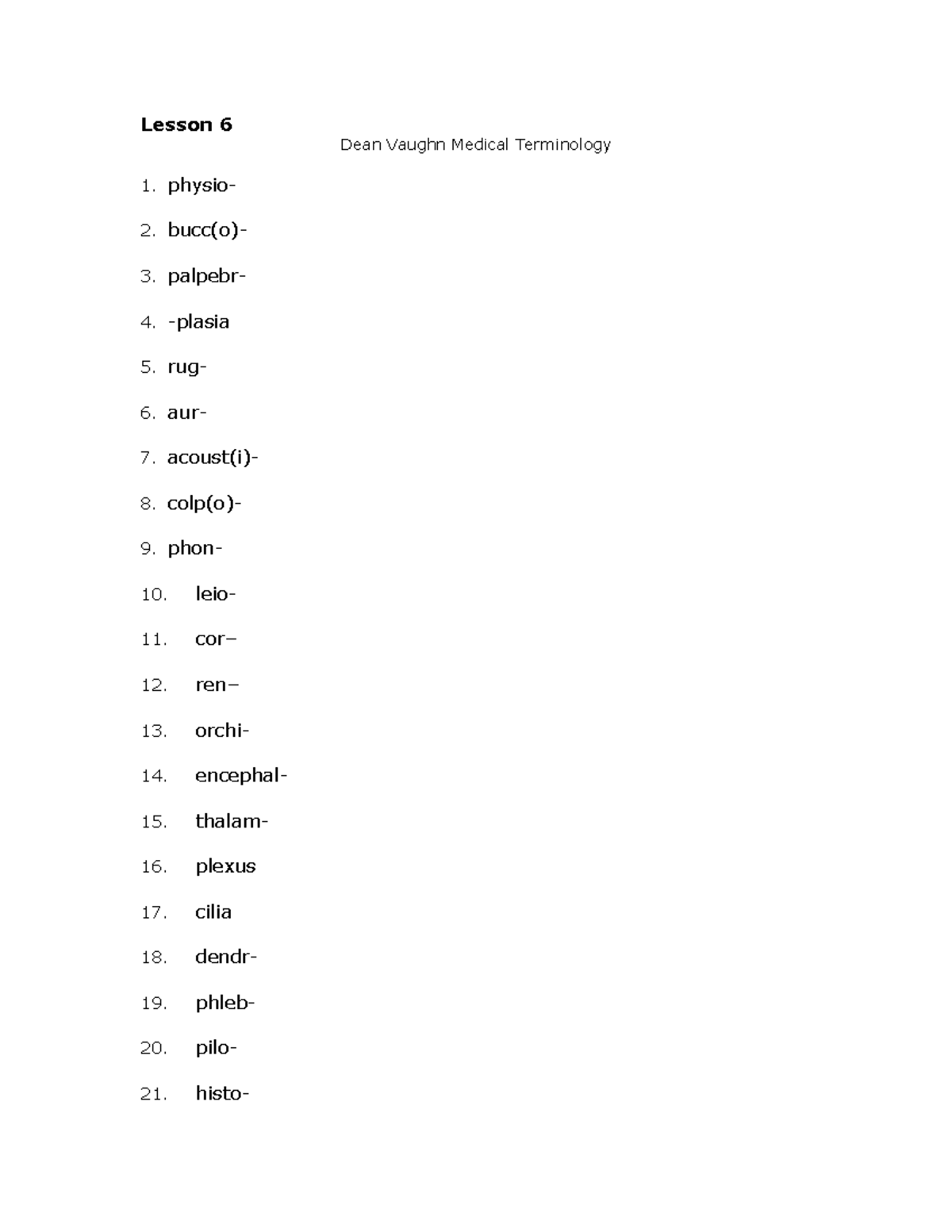 Lesson 6 elements and activities - Lesson 6 Dean Vaughn Medical ...