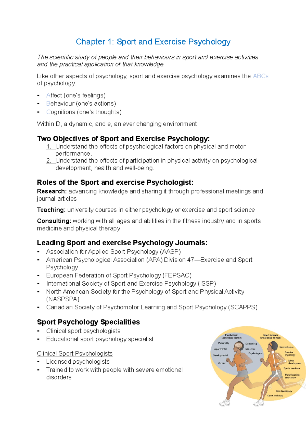 Sport and Exercise Psychology notes - Chapter 1: Sport and Exercise ...