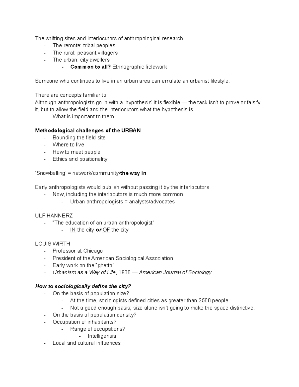 Urban Anthropology Notes (1/28/2020) - The shifting sites and ...