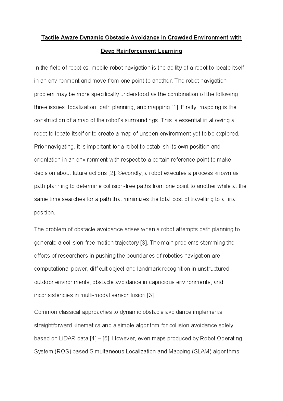 HW0288 Assignment 1 - Tactile Aware Dynamic Obstacle Avoidance in Crowded Environment with Deep ...
