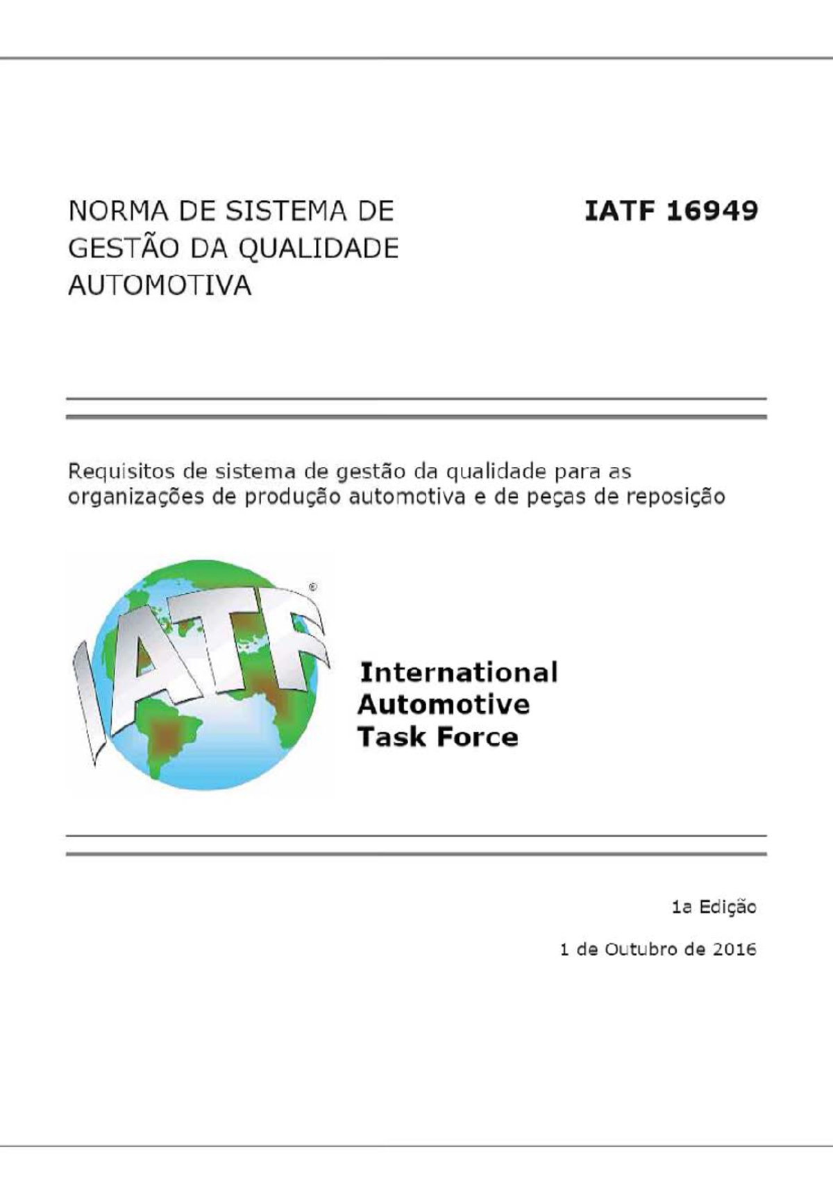 IATF 16949 2016 V2 - SISTEMA DE GESTÃO DA QUALIDADE - NO RM A DE SI ...