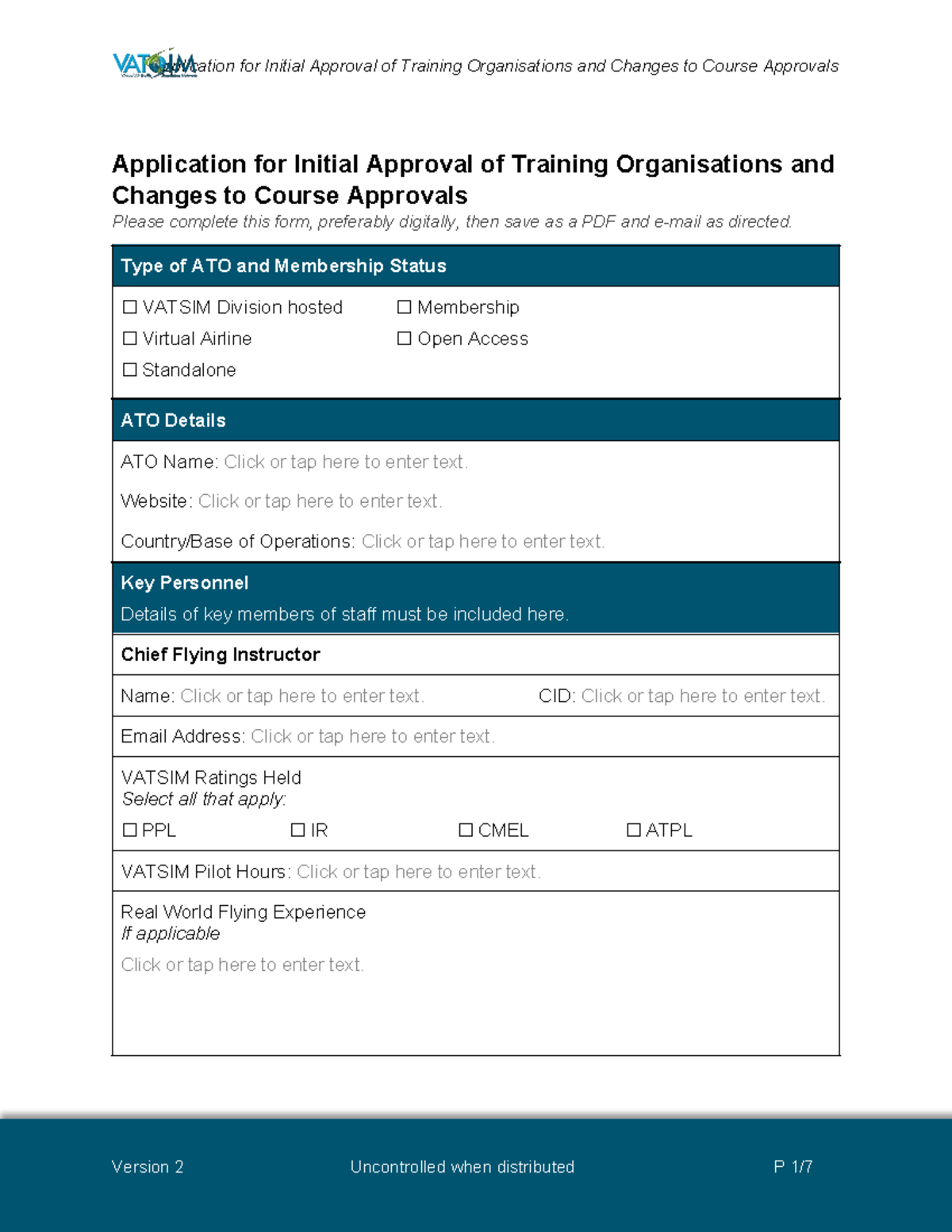 Application for the initial approval of training organisations ...