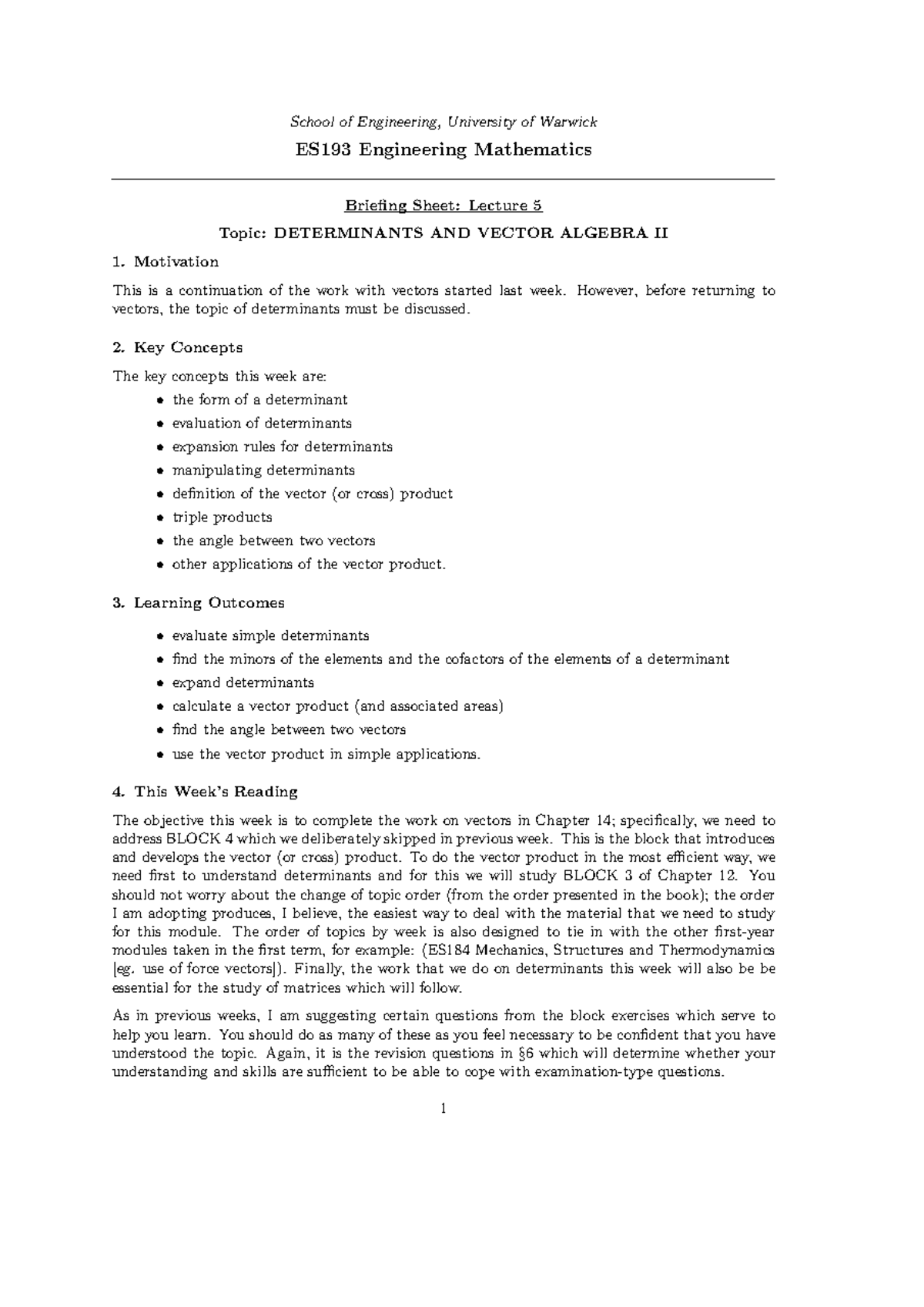 Week5 - Solutions for Questions set for the ES193 Module. Set by Prof ...