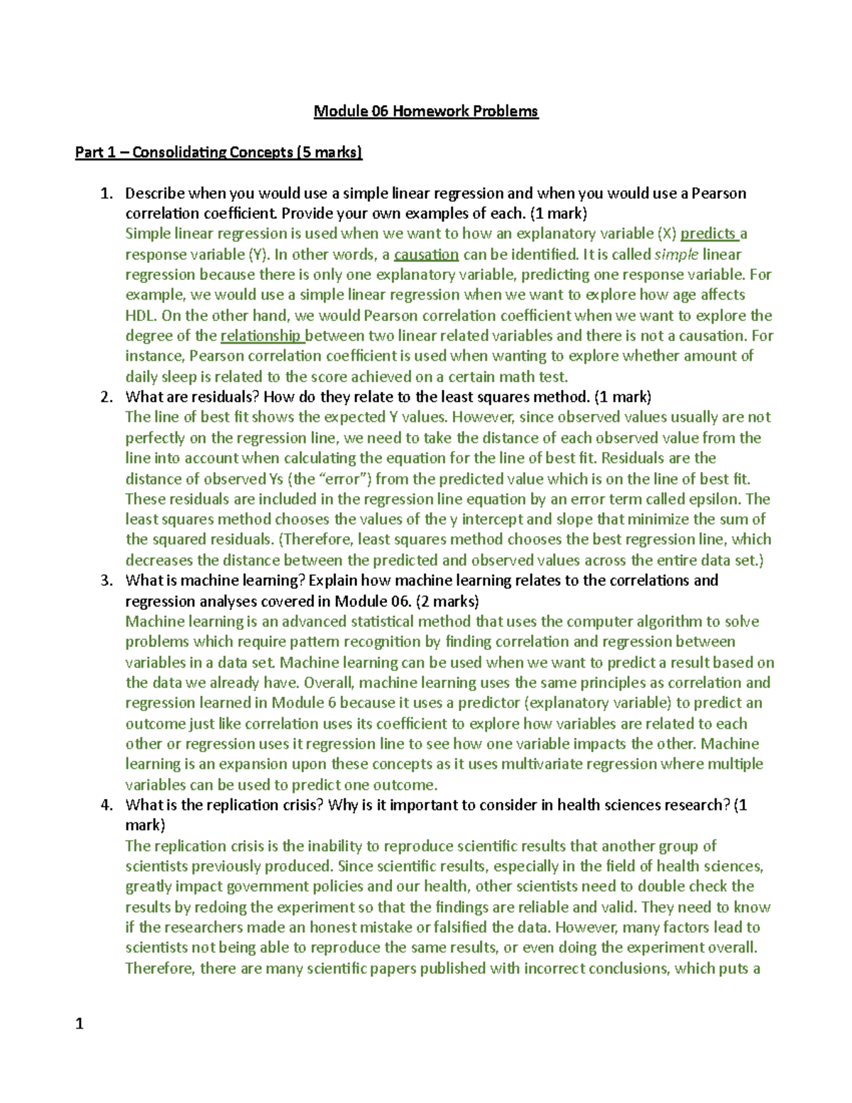 module 6 summary - Module 06 Homework Problems Part 1 – Consolidating Concepts (5 marks ...