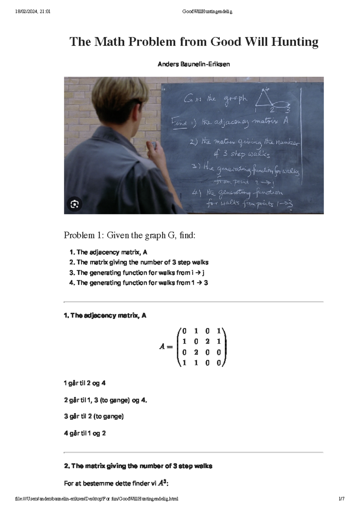 Good Will Hunting - The Math Problem from Good Will Hunting Anders ...