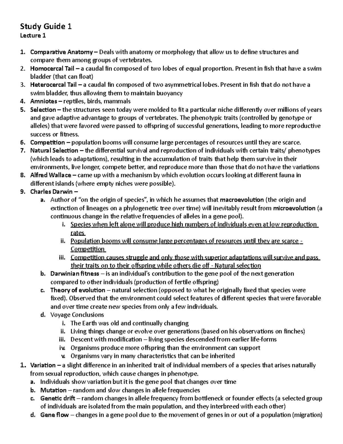 Study Guide 1 - Provides summarized but essential details of the ...