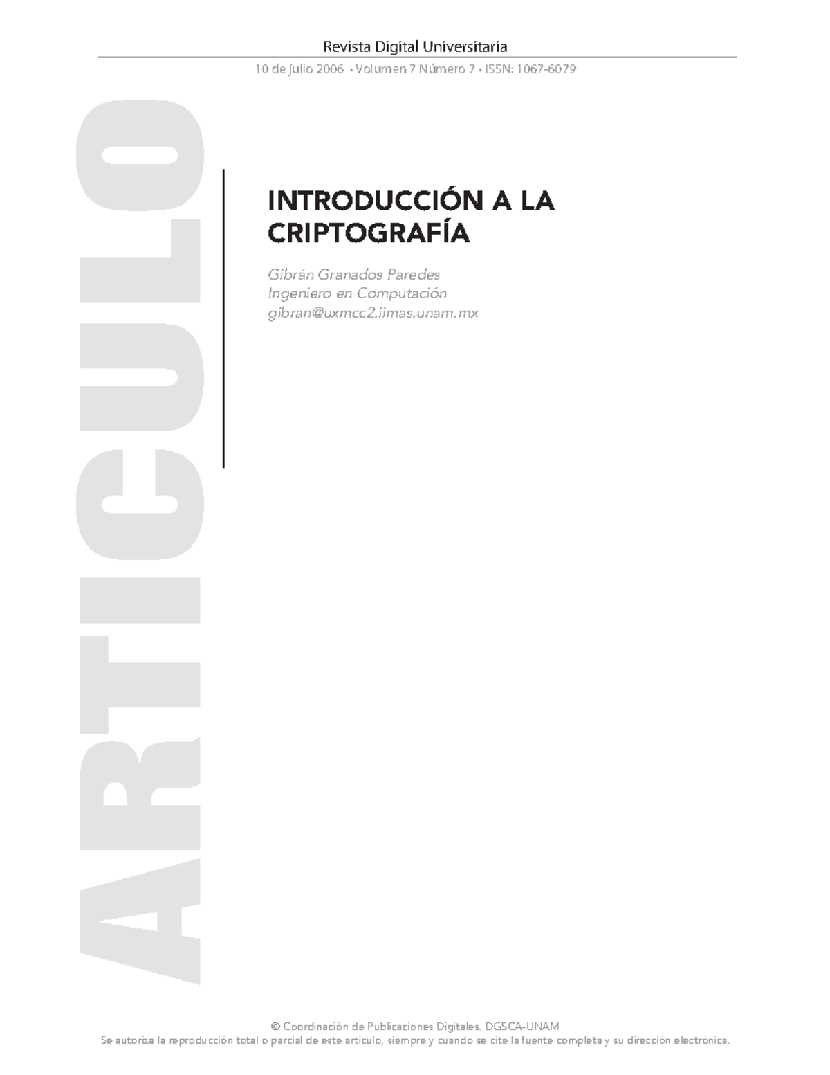 Introduccion a la criptografia - © Coordinación de Publicaciones Digitales. DGSCA-UNAM Revista ...