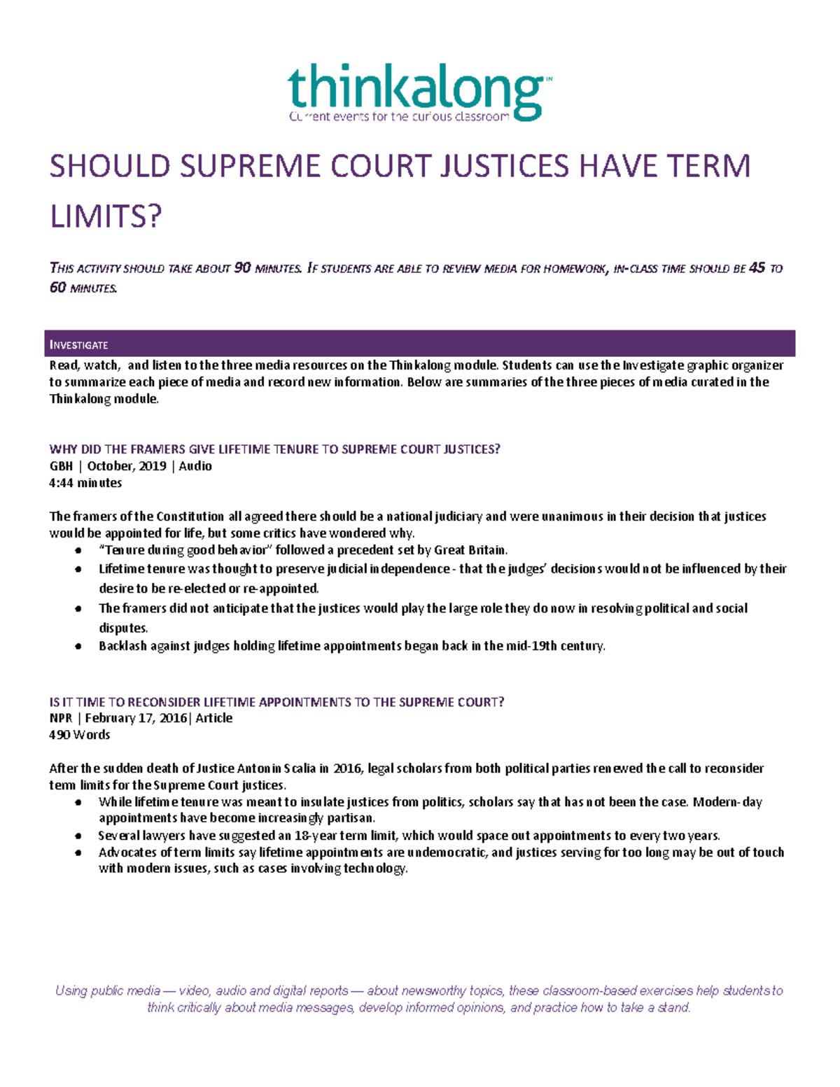 Should Surpreme Court Justiceshavetermlimits Civil Discoursefor Classes ...