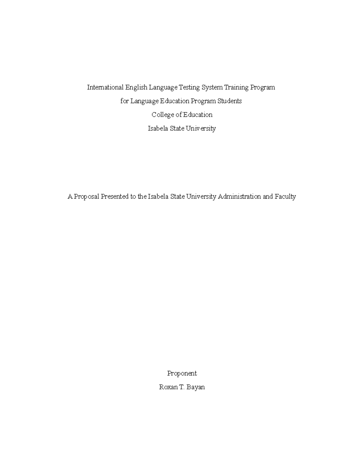 Proposal for IELTS Program in English Language Teaching - International ...