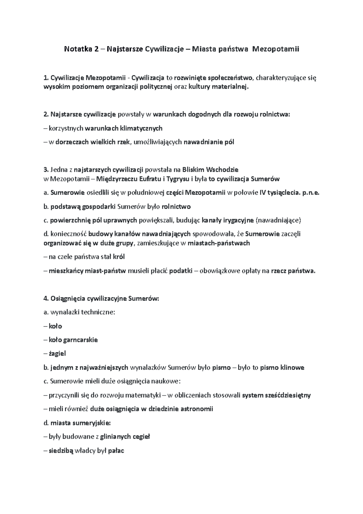 Notatka 2 – Najstarsze Cywilizacje – Miasta państwa Mezopotamii ...