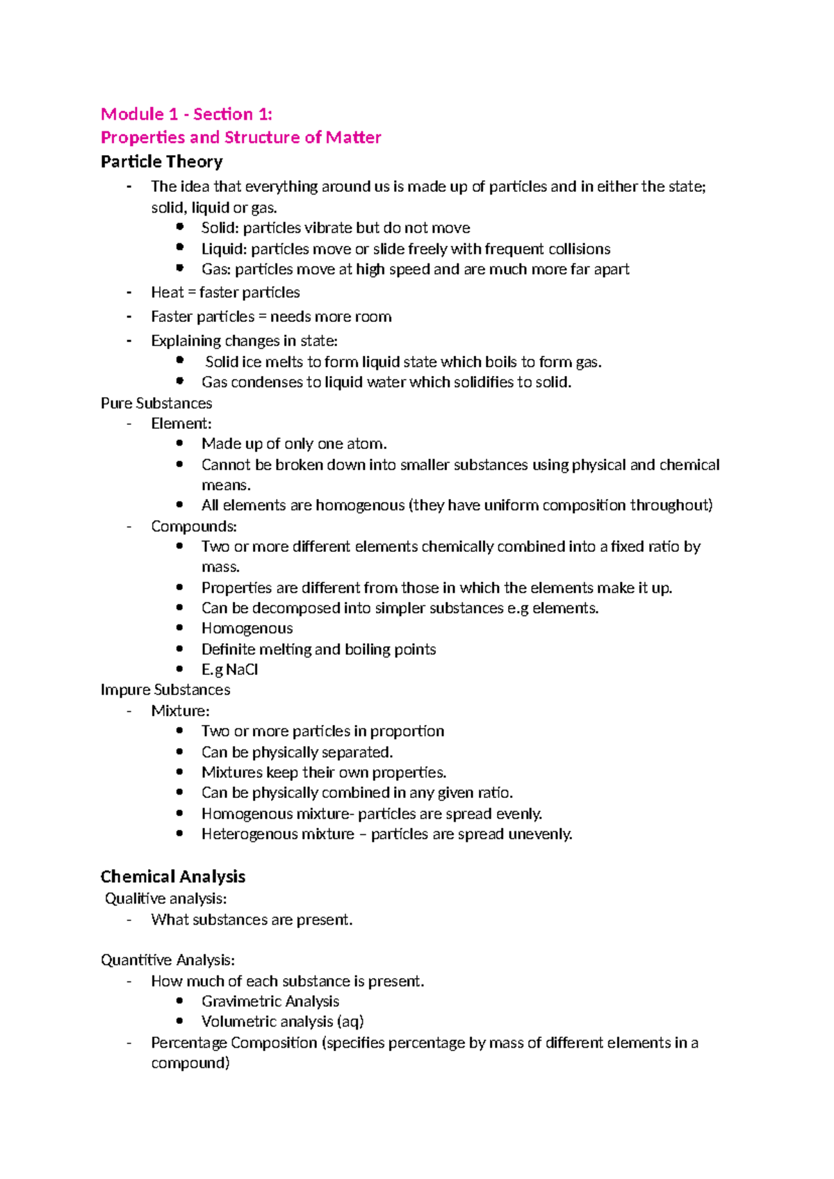 M1S1 chem hsc prelim - Module 1 - Section 1: Properties and Structure ...