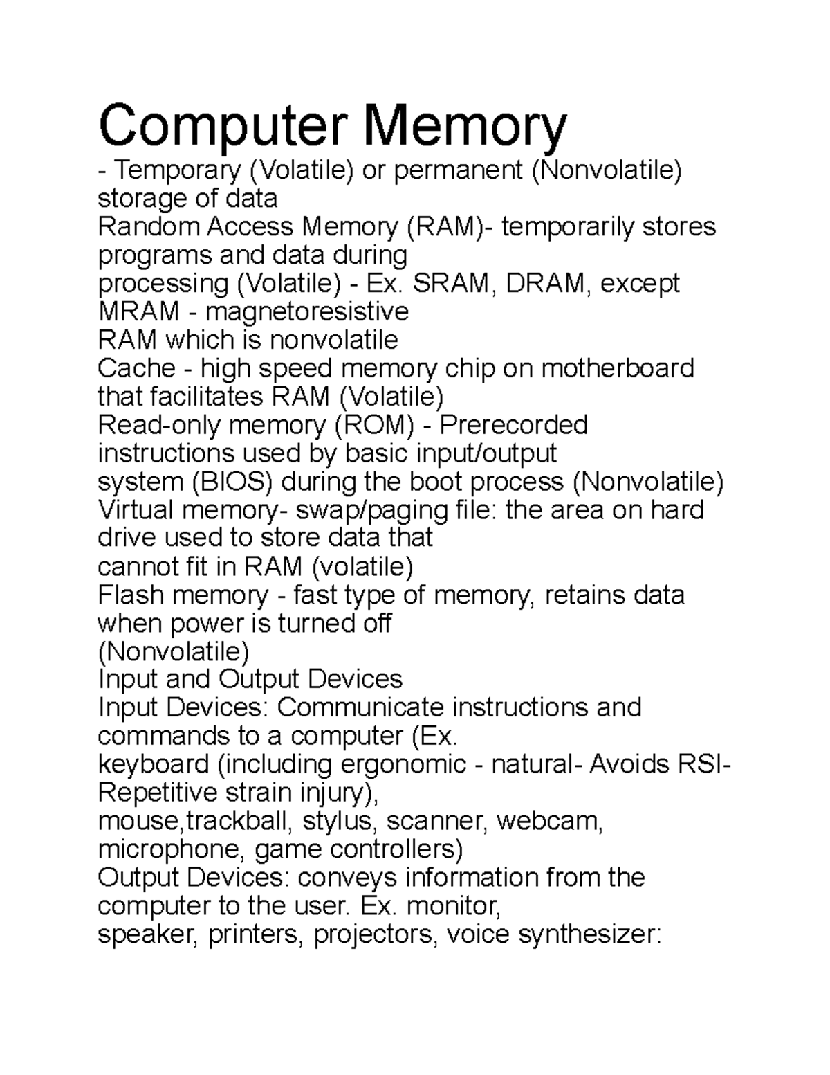 Computer Memory - Computer Memory Temporary (Volatile) or permanent ...
