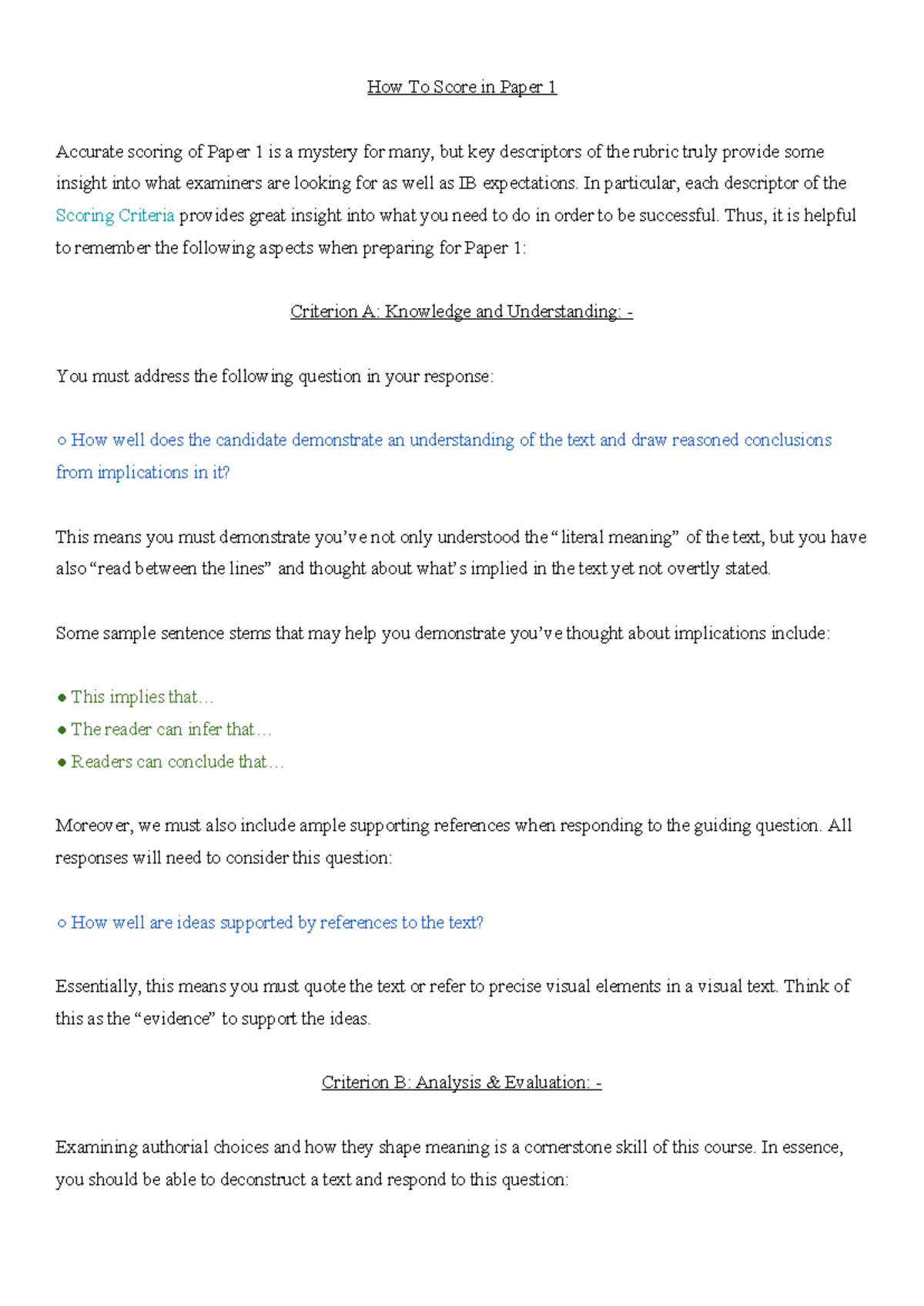 Paper 1 Revision - How To Score in Paper 1 Accurate scoring of Paper 1 ...