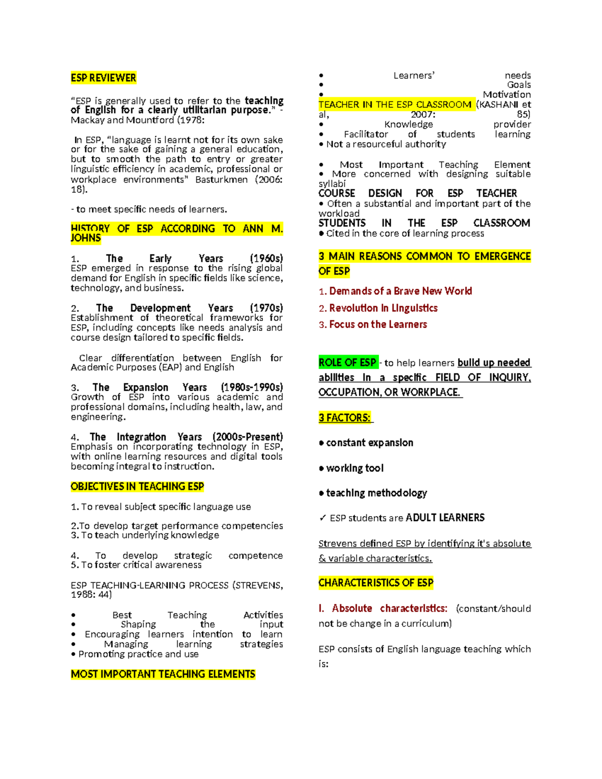 ESP Reviewer - ESP REVIEWER “ESP is generally used to refer to the ...