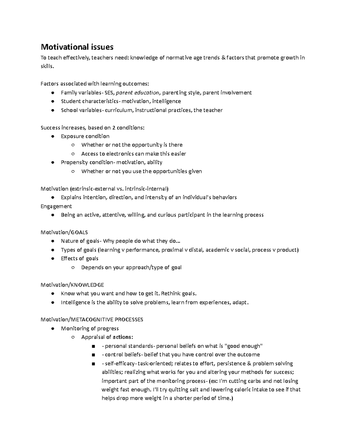 Ch. 11 - Dr. Emily Touchstone - Motivational issues To teach ...