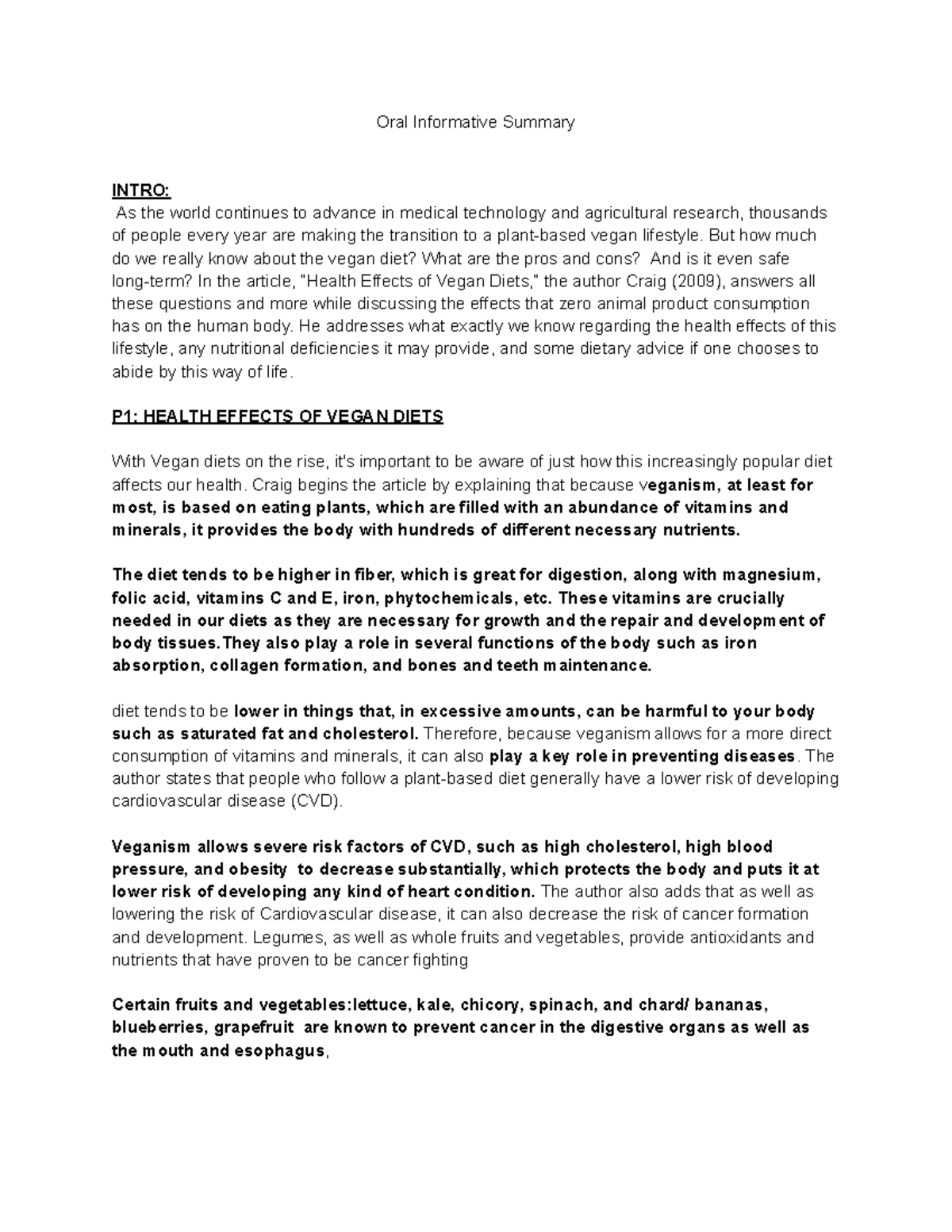 Oral Informative Summary - Oral Informative Summary INTRO: As the world ...