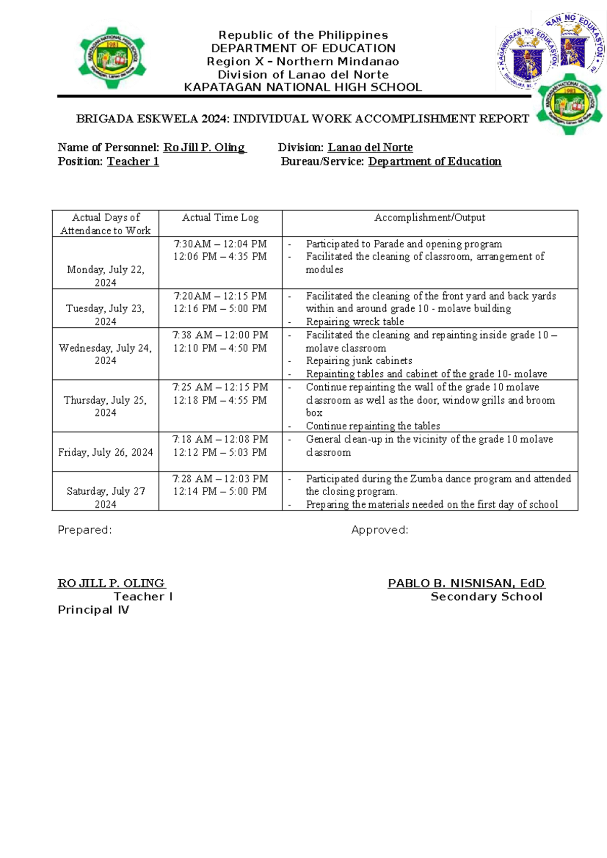 Sample-IWAR-format - sample iwar - Republic of the Philippines ...