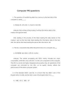 Computer simulation questions - Correct and false questions: (25 questions in total, 1 points ...