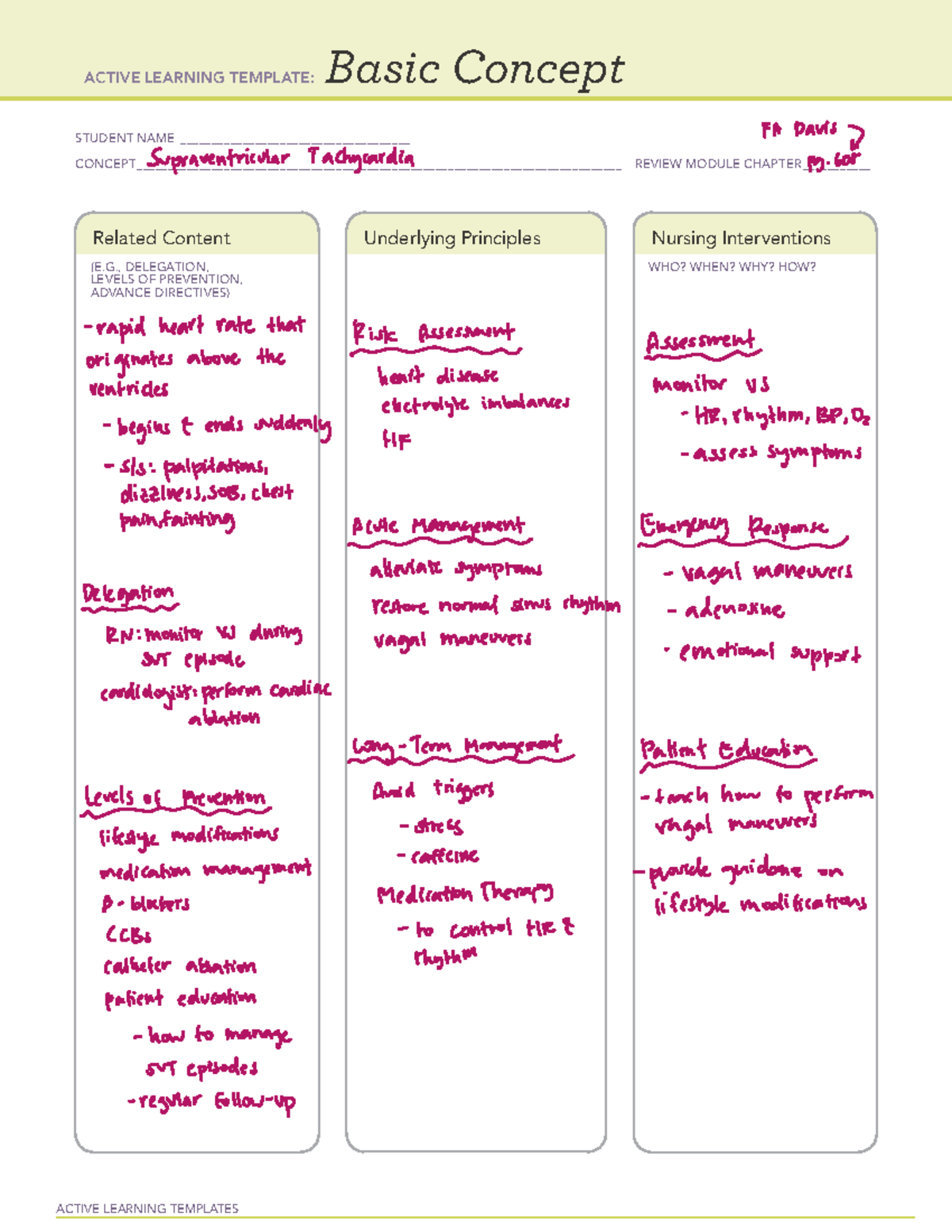 Basic Concept - SVT - ATI Templates - NUR 445 - ACTIVE LEARNING ...
