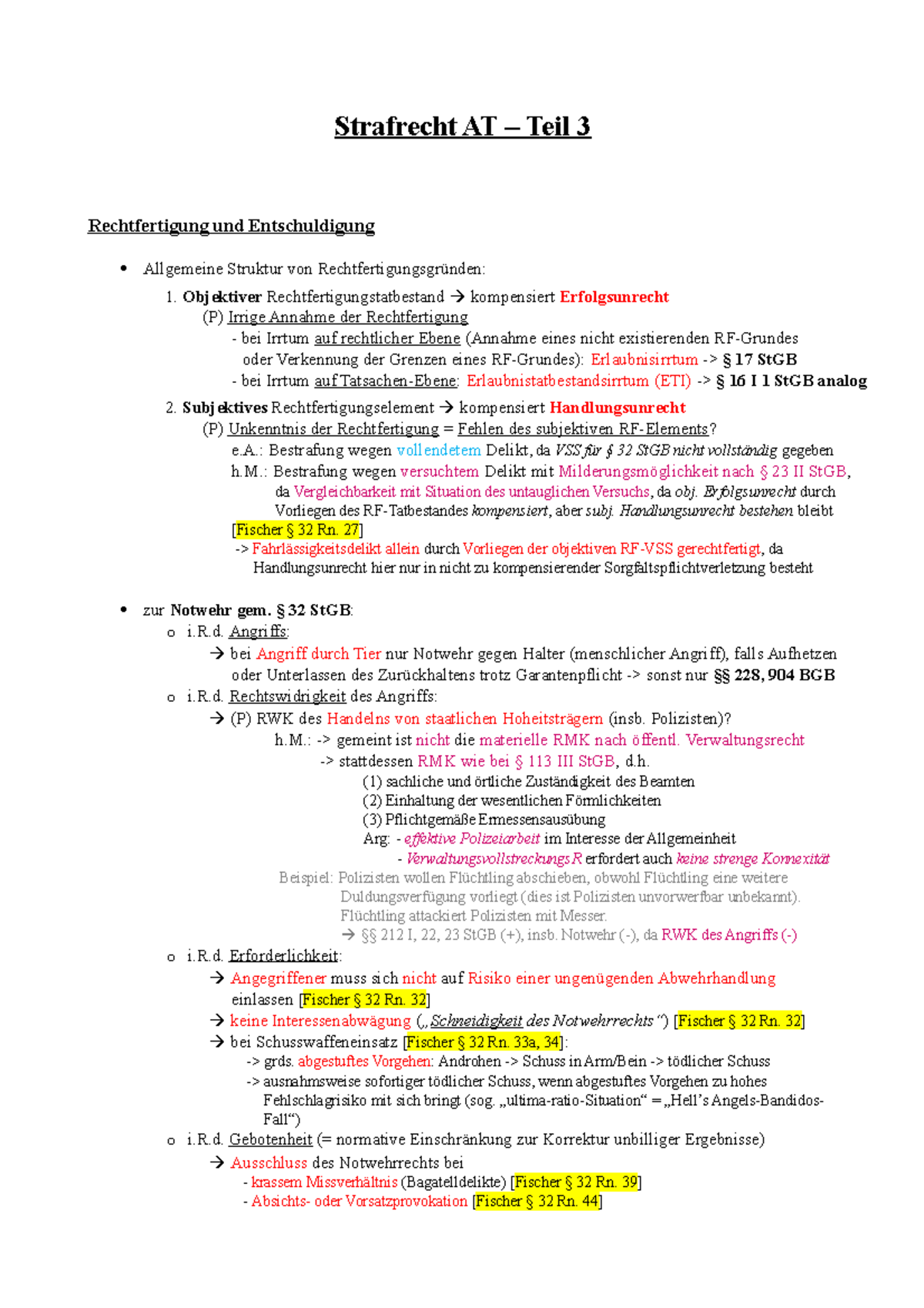 Strafrecht AT - Rechtfertigung und Entschuldigung - Strafrecht AT ...