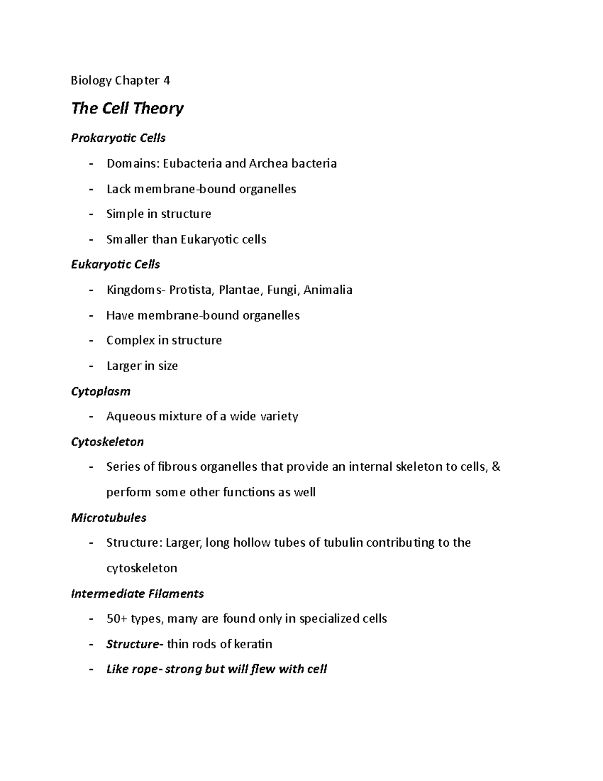 Biology Chapter 4-6 - bio 225 - Biology Chapter 4 The Cell Theory ...