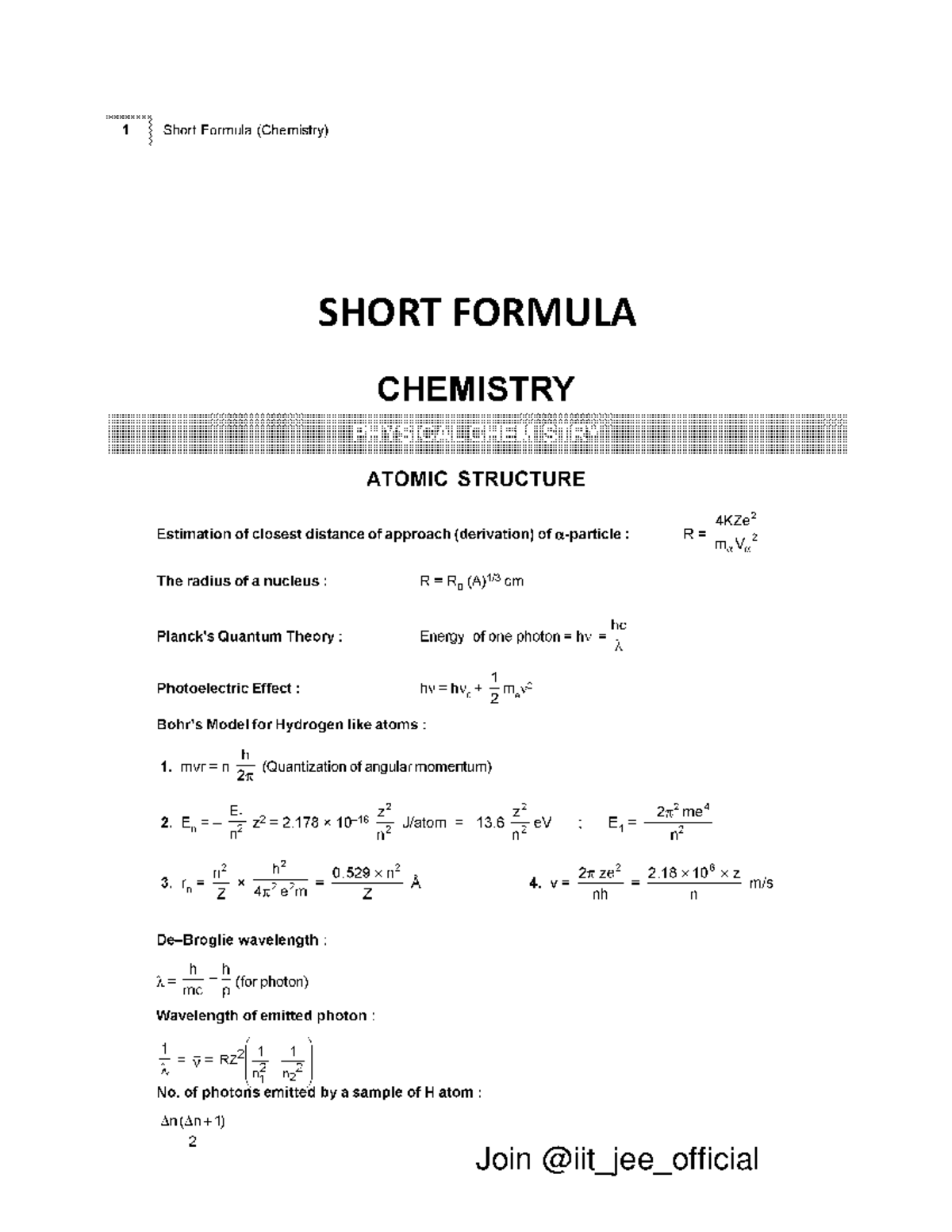Physical chemistry formule - Computer Science and Engineering - Studocu