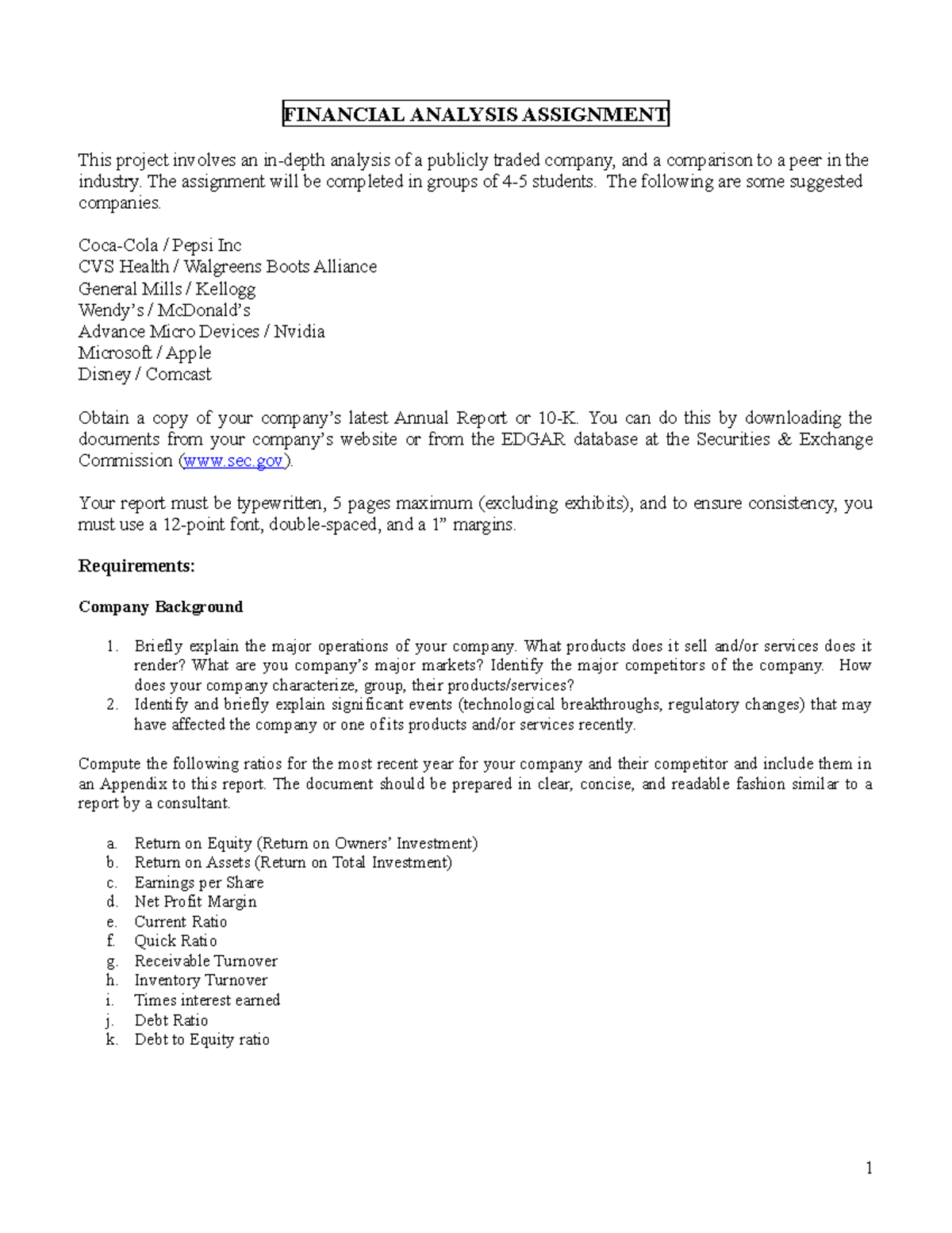 Financial Analysis Assignment - ACCT 1201 - NU - Studocu