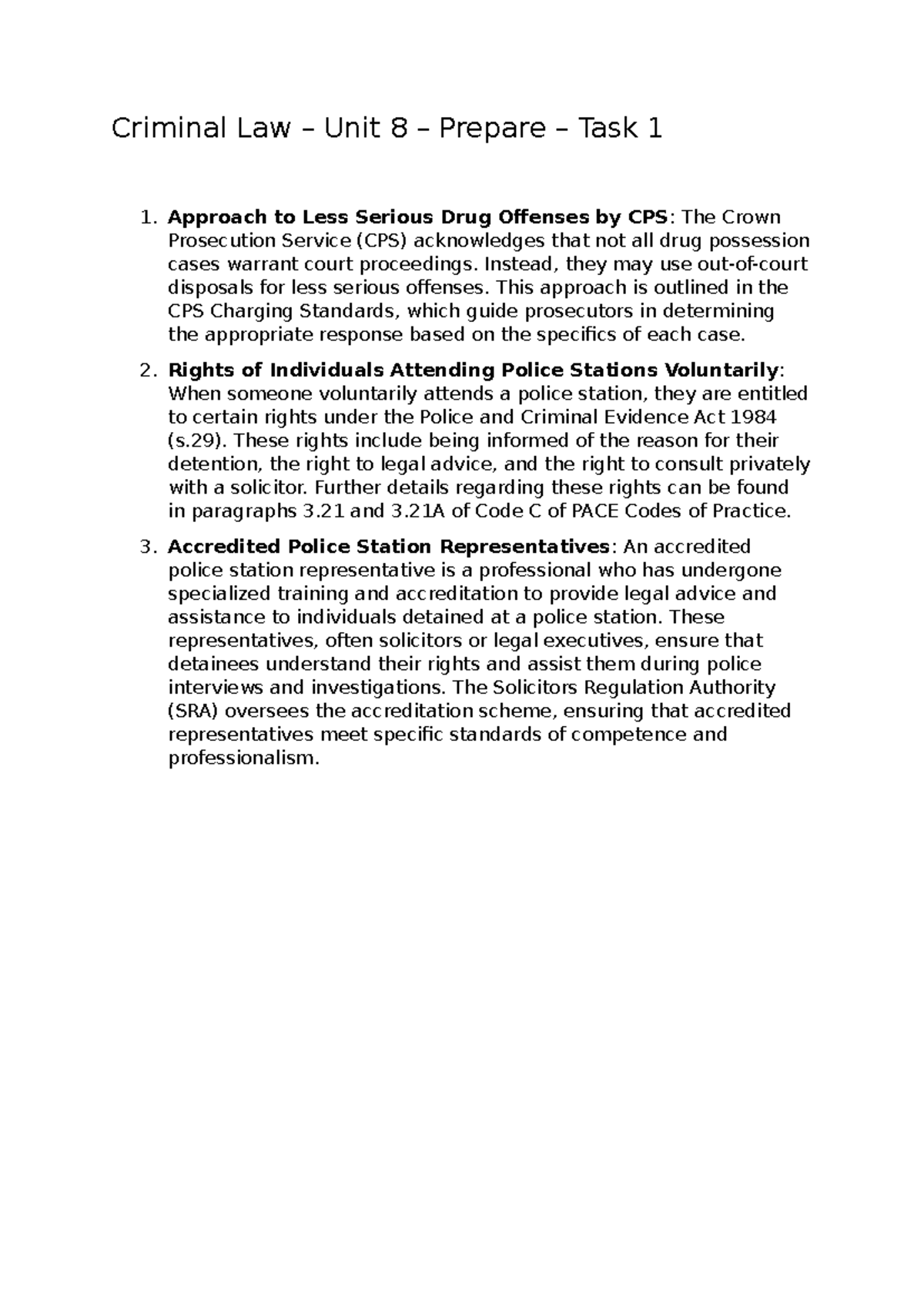 Criminal Law – Unit 8 – Prepare – Task 1 - Criminal Law – Unit 8 ...