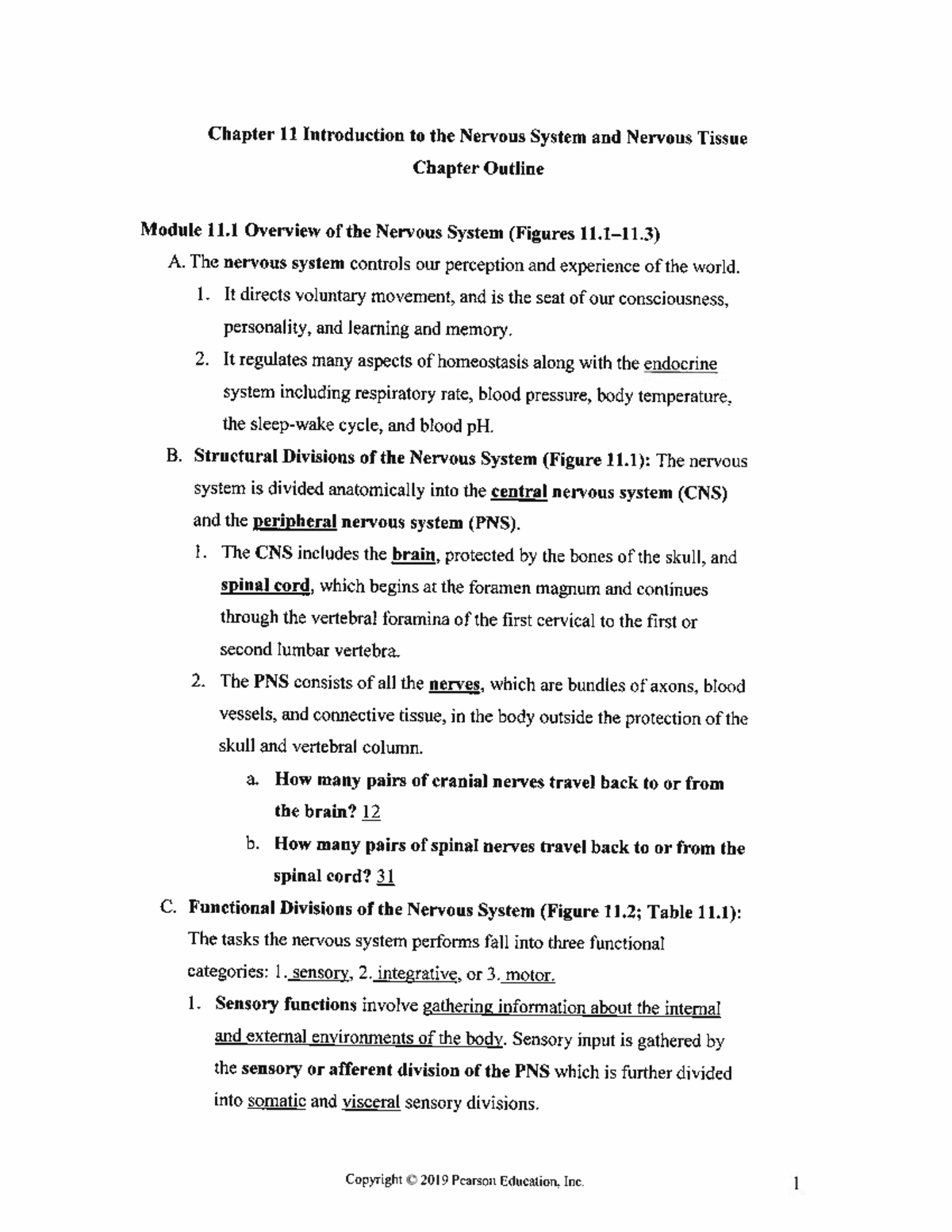 CHAPTER 11 OUTLINE NOTES - Bio 109 - Studocu