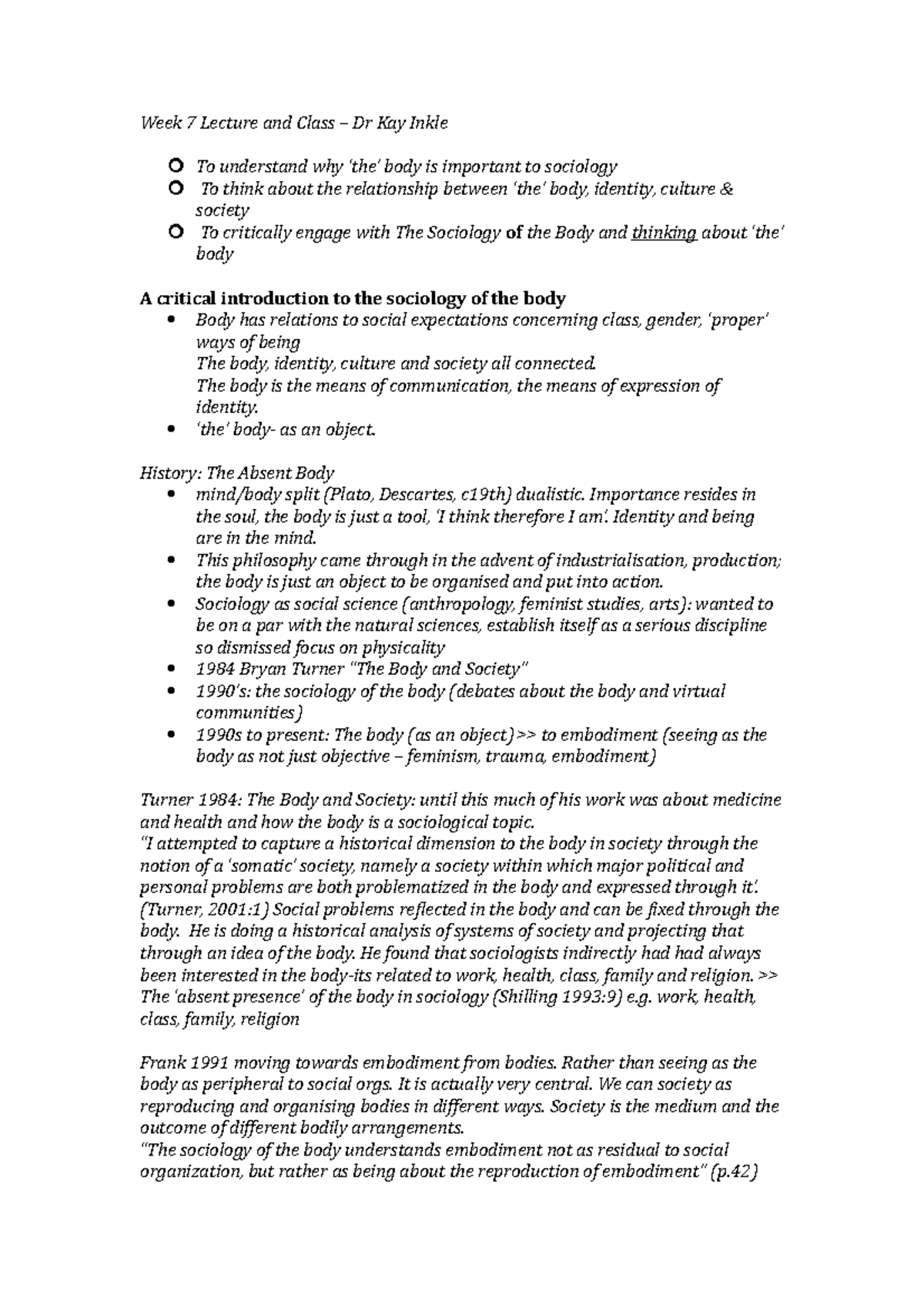 Week 7 Lecture and Class – Dr Kay Inkle - Week 7 Lecture and Class – Dr ...