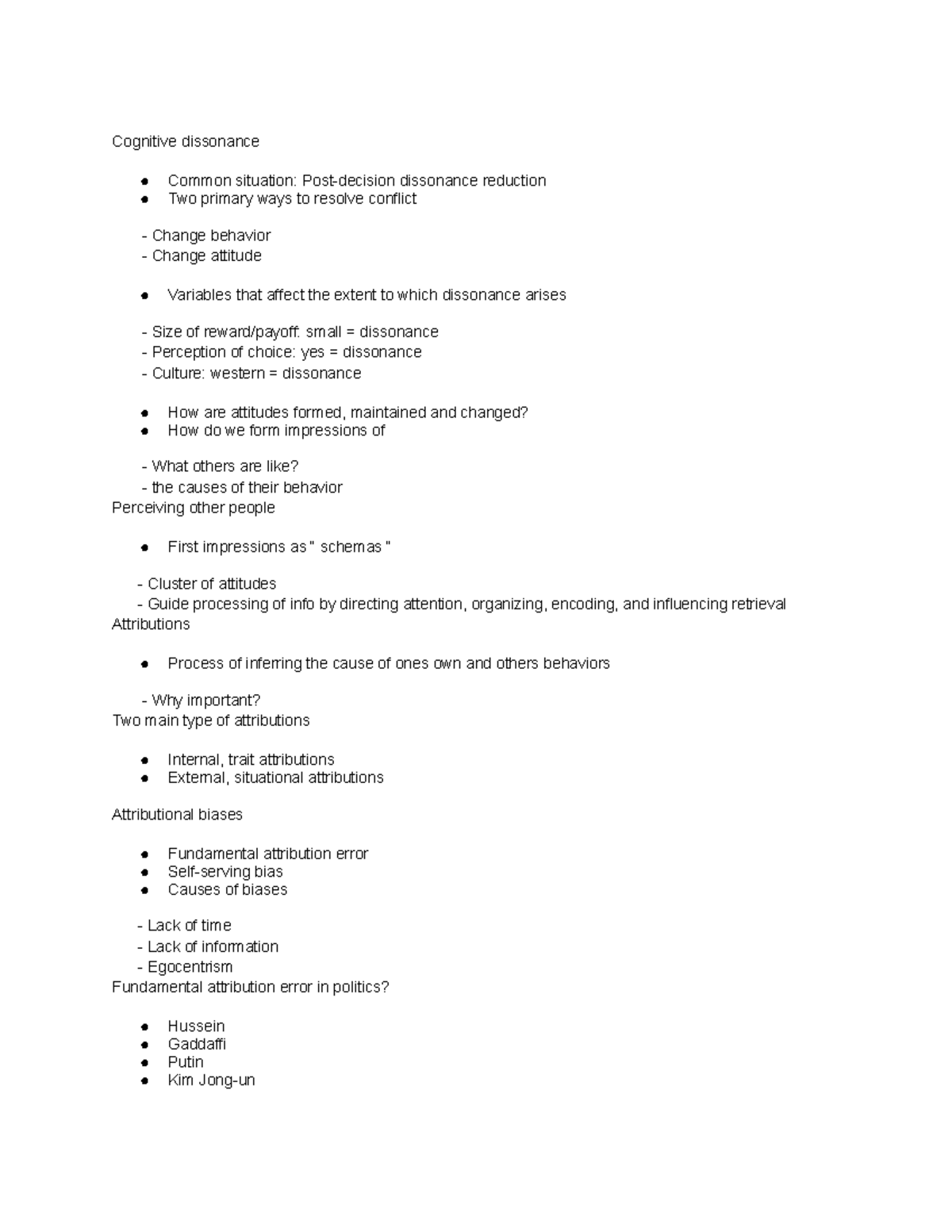 Psychology 101 Notes - Cognitive dissonance Common situation: Post ...