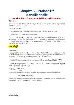 Chapitre 2 - Chapitre 2 – Probabilité conditionnelle La construction d ...