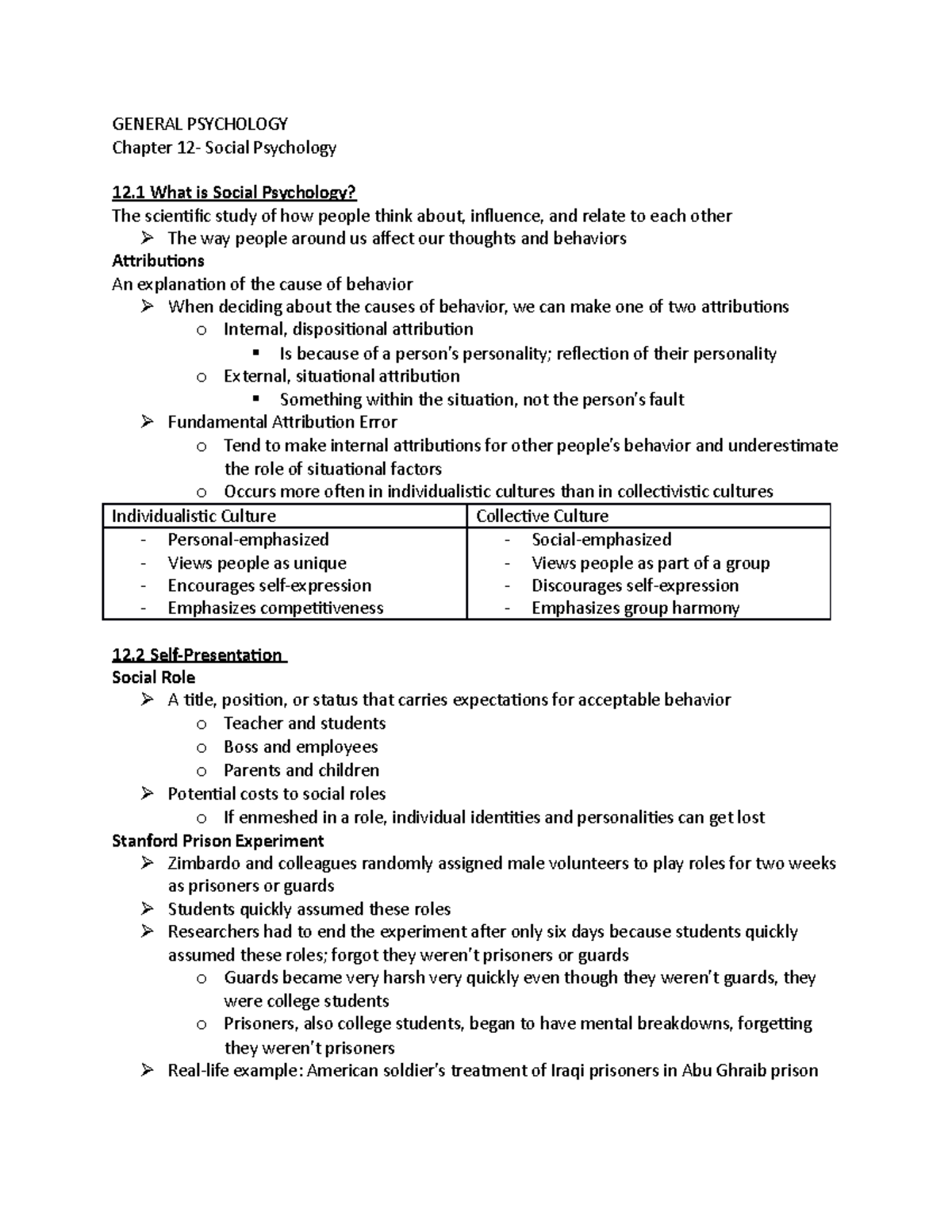 General Psychology 12 - GENERAL PSYCHOLOGY Chapter 12- Social ...