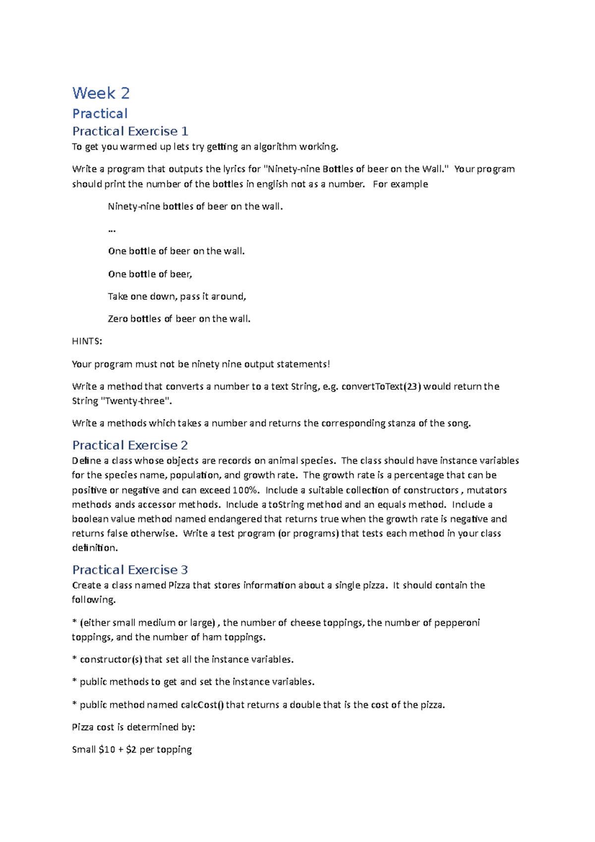 Week 2 Practical - Week 2 Practical Practical Exercise 1 To get you ...