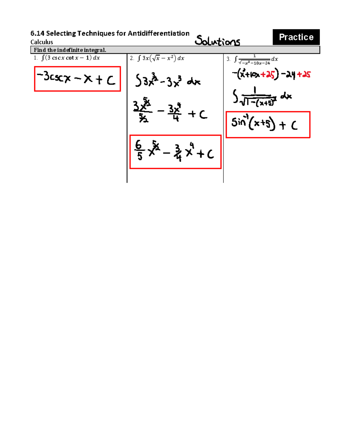 Calc ab 6 - 6 Selecting Techniques for Antidifferentiation Calculus ...