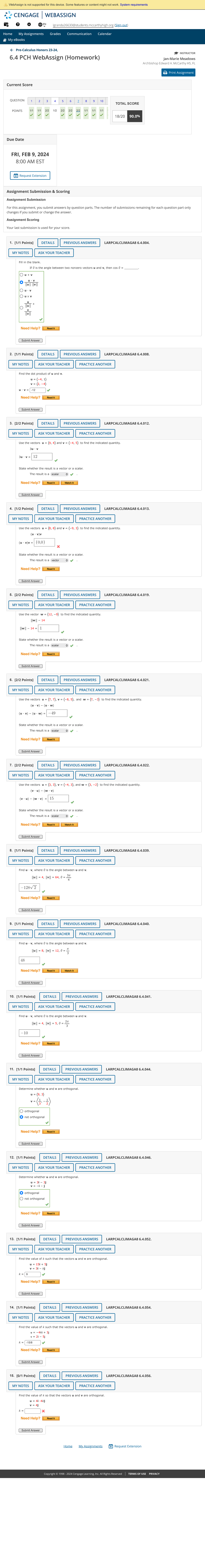 6.4 PCH Web Assign - Pre-Calculus Honors 23-24 W… 2 - WebAssign is not ...